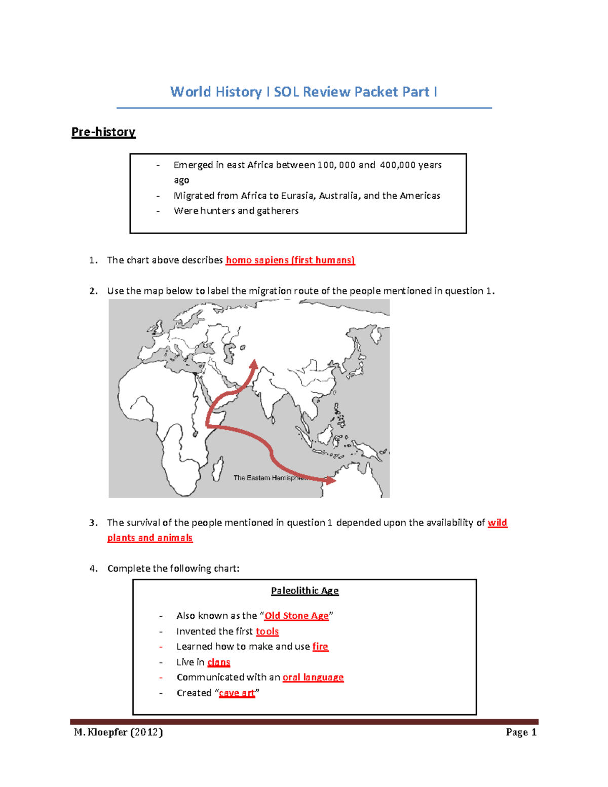 World History I - SOL Review Packet Answers - World History I SOL ...