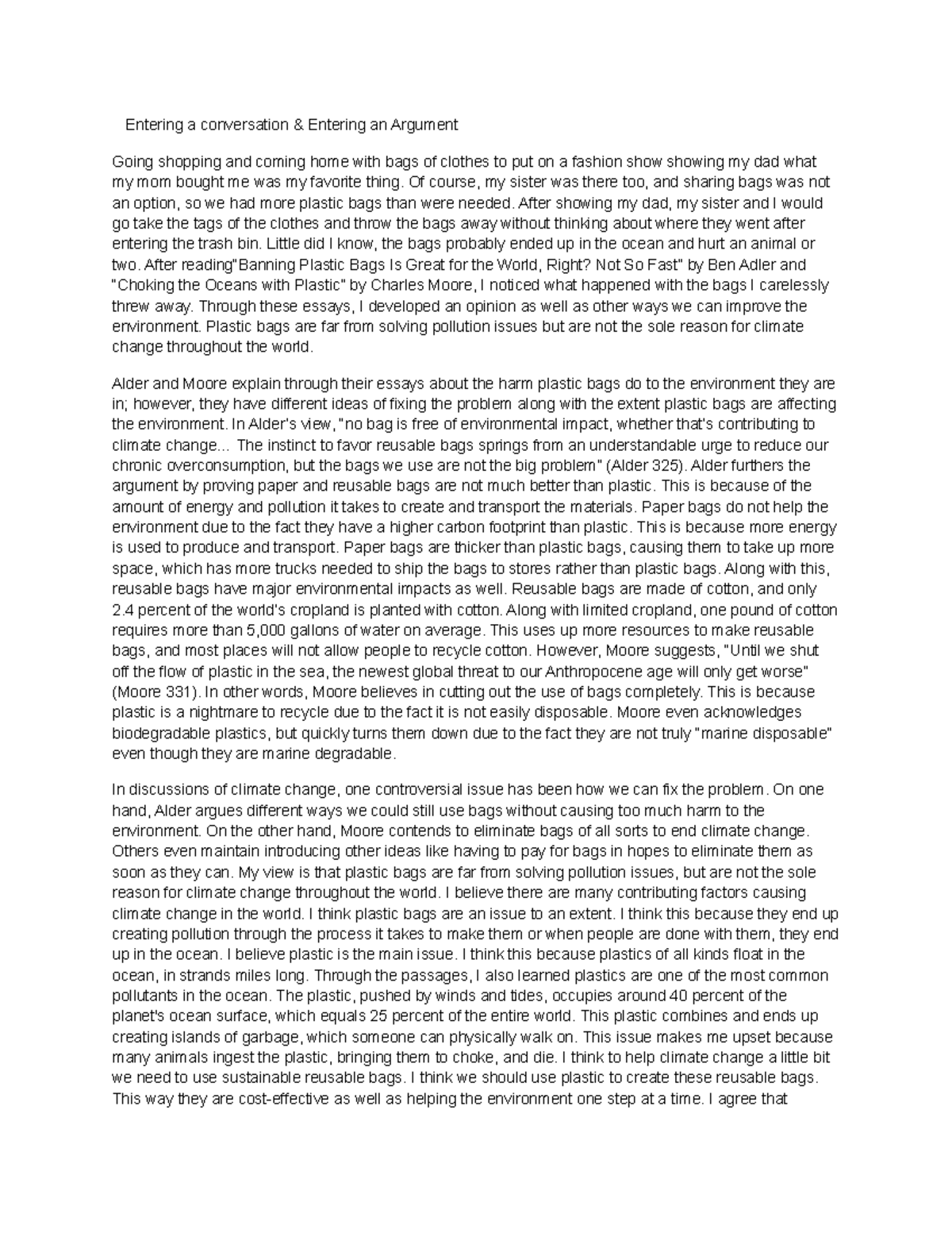 Rough Draft 15 - Writing - Entering a conversation & Entering an ...