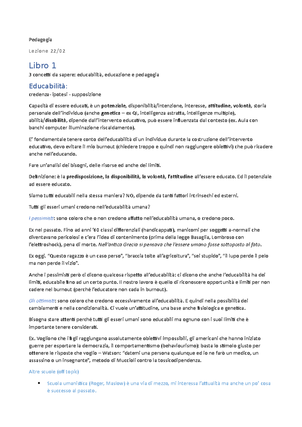 Educabilità - appunti lezioni dal libro tesori sommersi Agostino ...