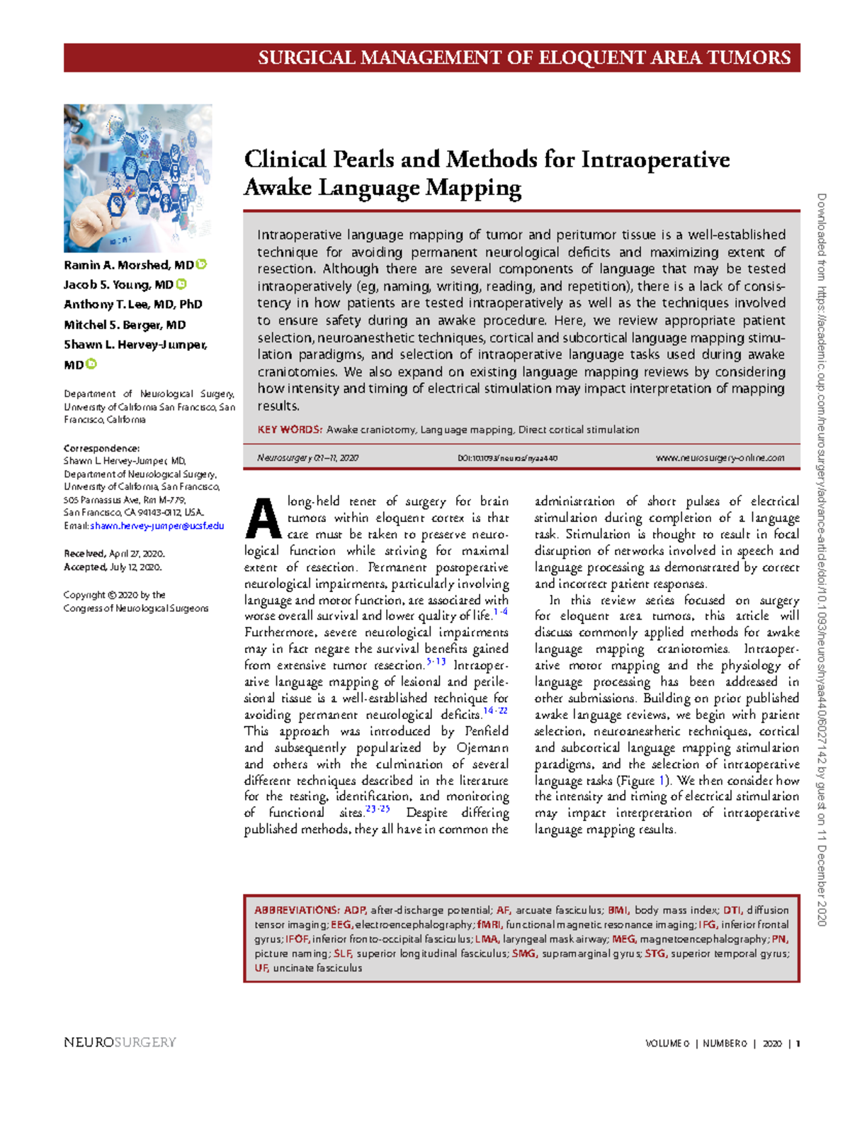 Artigo cirurgia paciente acordado - SURGICAL MANAGEMENT OF ELOQUENT ...