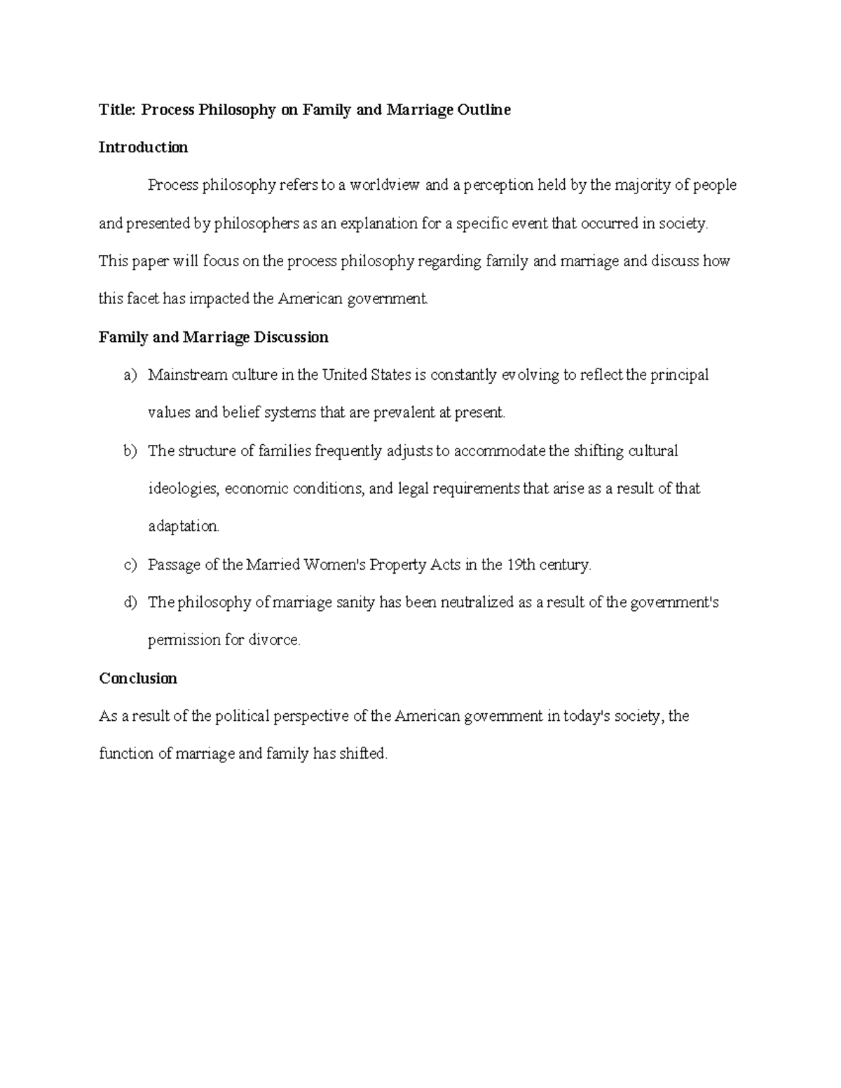 Answer 2 - Good work - Title: Process Philosophy on Family and Marriage ...