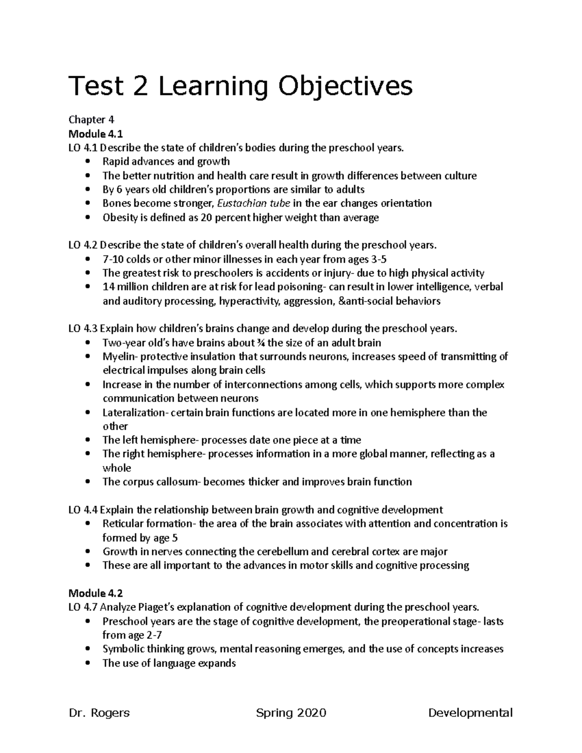 Test 2 Learning Objectives - Test 2 Learning Objectives Chapter 4 ...