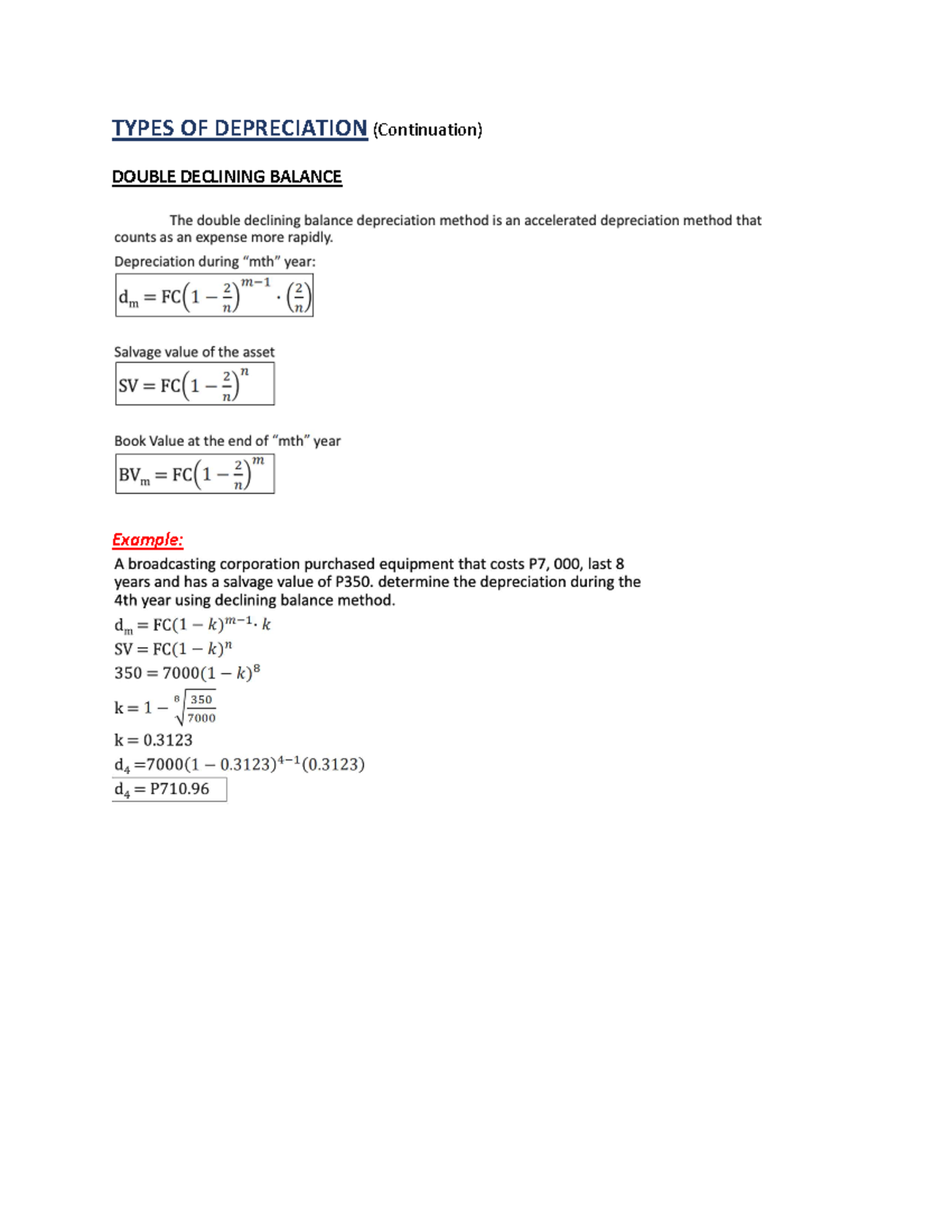 Double- Declining- Balance - TYPES OF DEPRECIATION (Continuation ...