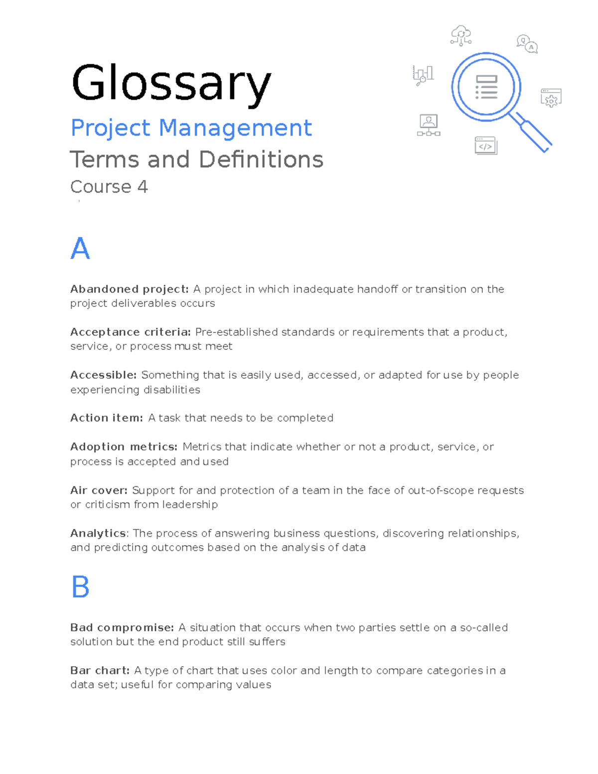 Course 4 Glossary - assignment and Lecture Notes - Glossary Project ...