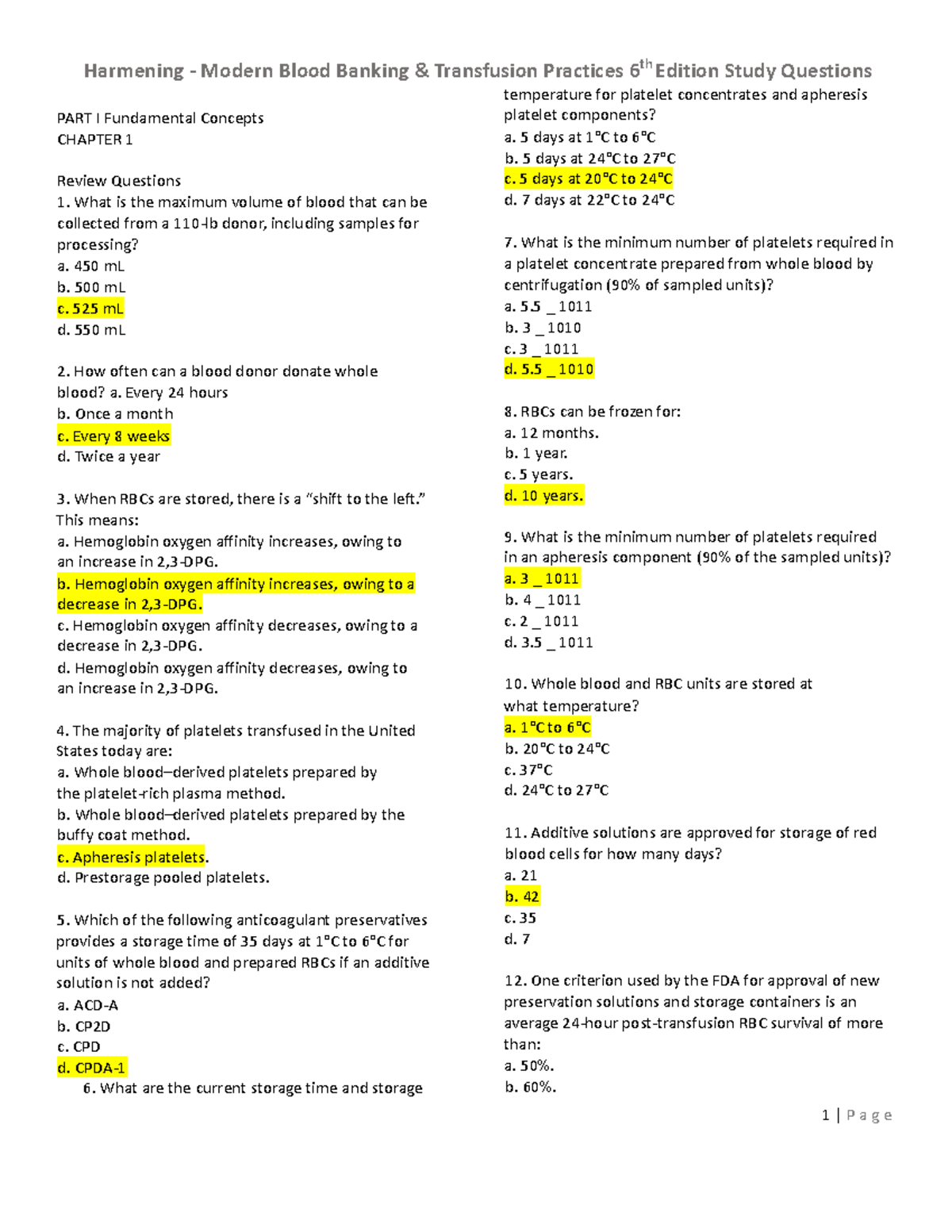 Copy of BB - Harmening (with answers) - Harmening - Modern Blood ...