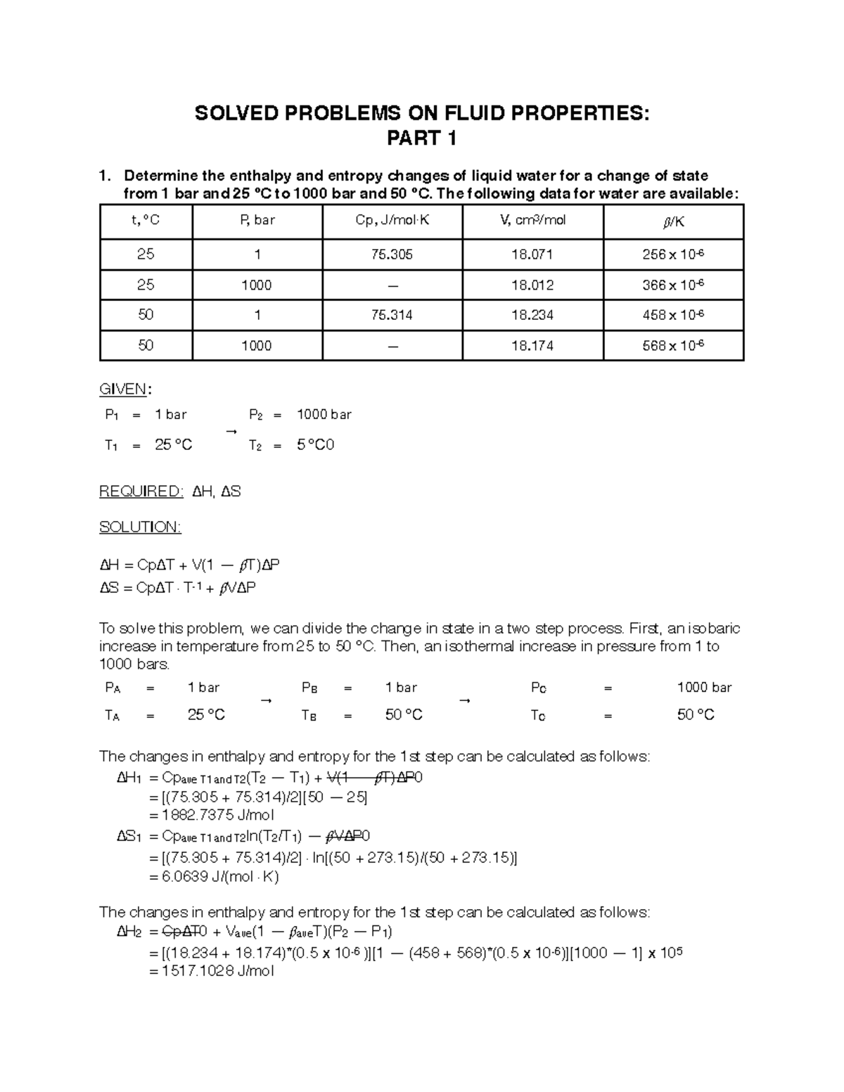 Solved Problems Thermodynamic Properties of Fluids Part 1 - SOLVED PROBLEMS ON FLUID PROPERTIES ...