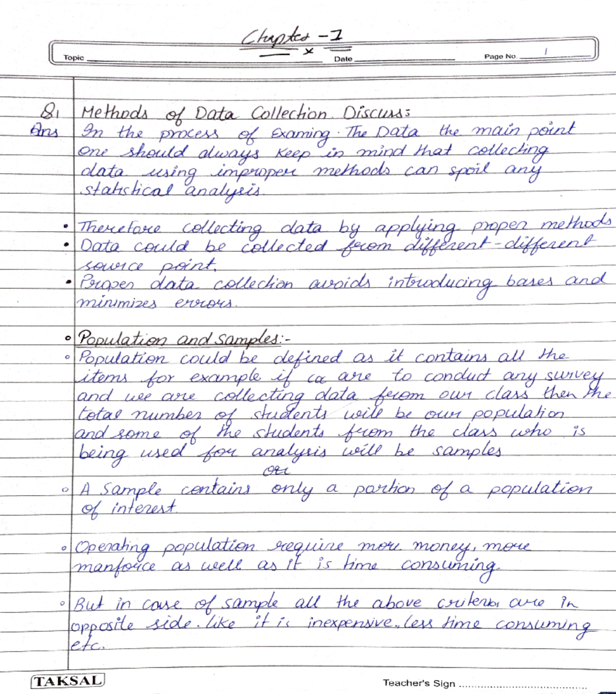 DA1 - Data Analysis Notes - Lhspt- Topic te Page No. Ans the prncess ...