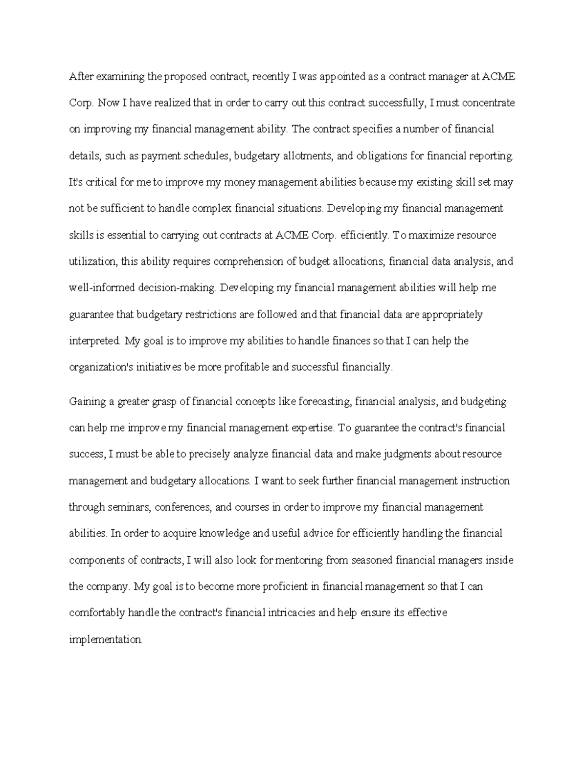 Week 3 Discussion - mnhj - After examining the proposed contract ...