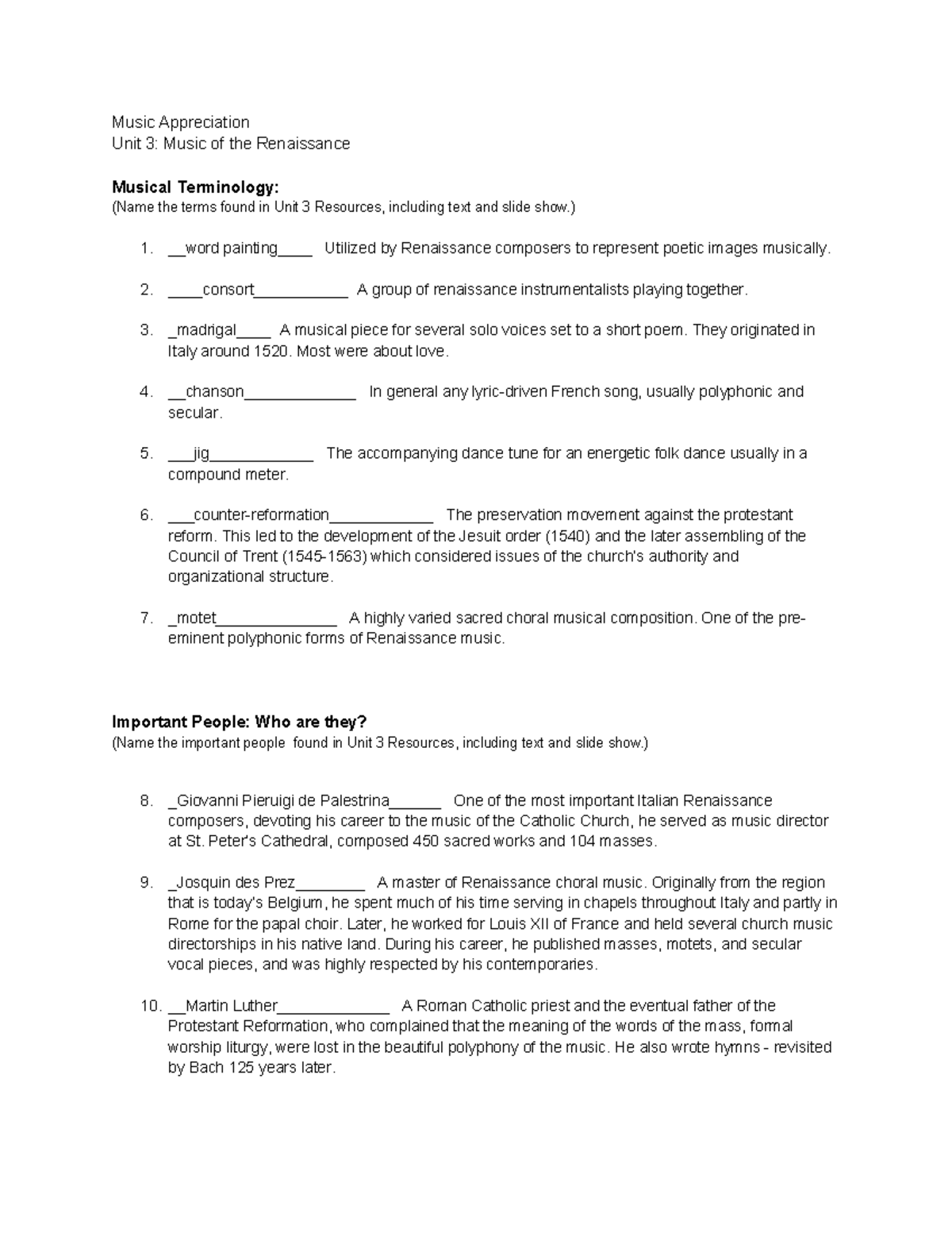 MUS101 Unit3-L2-Assignment - Music Appreciation Unit 3: Music of the ...