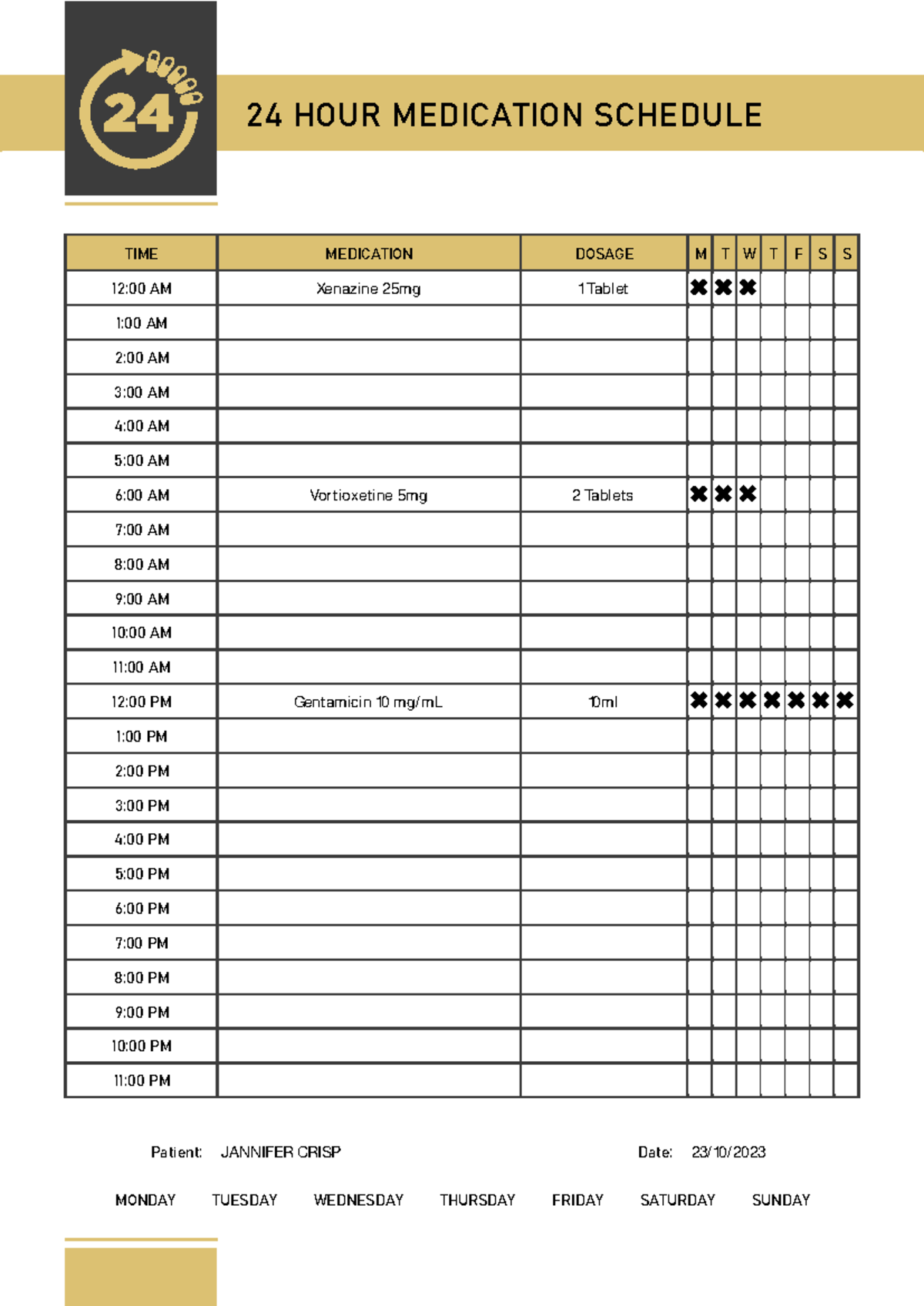 24 Hour Medication Schedule Template Template Lab - NUR 245 - TIME ...