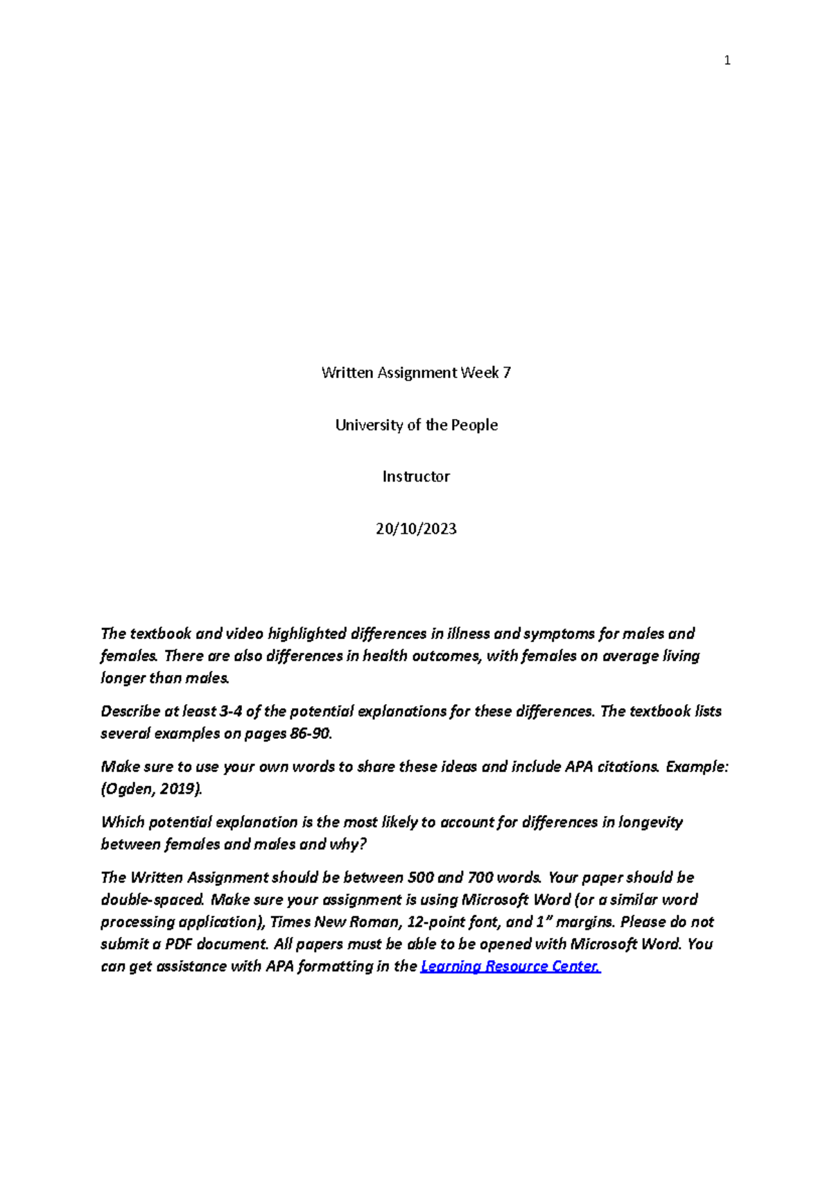 PSYC 1111 Written Assignment Week 7 - Written Assignment Week 7 ...