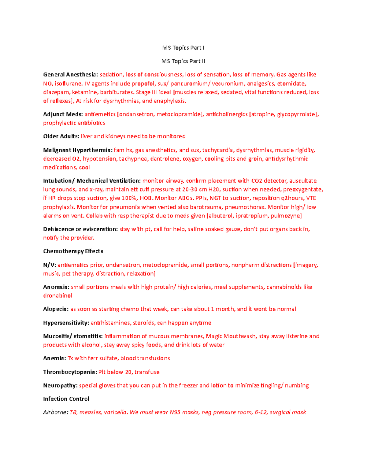 MS I, II, and III Topics - MS Topics Part I MS Topics Part II General ...