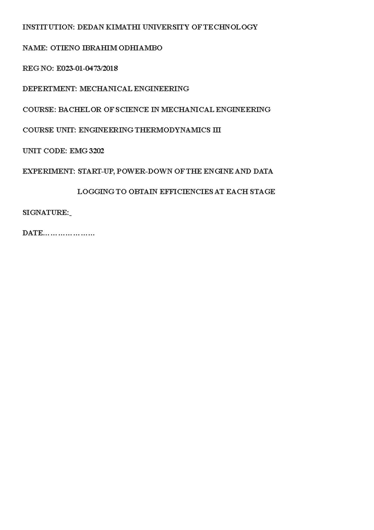 Institution Report as a guideline for report writing - INSTITUTION ...