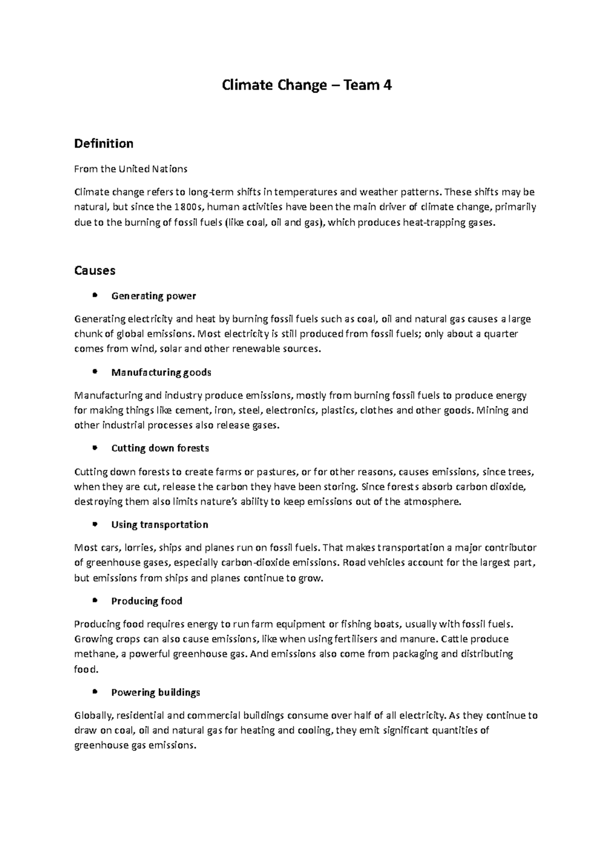 Climate change team 4 - Climate Change – Team 4 Definition From the ...