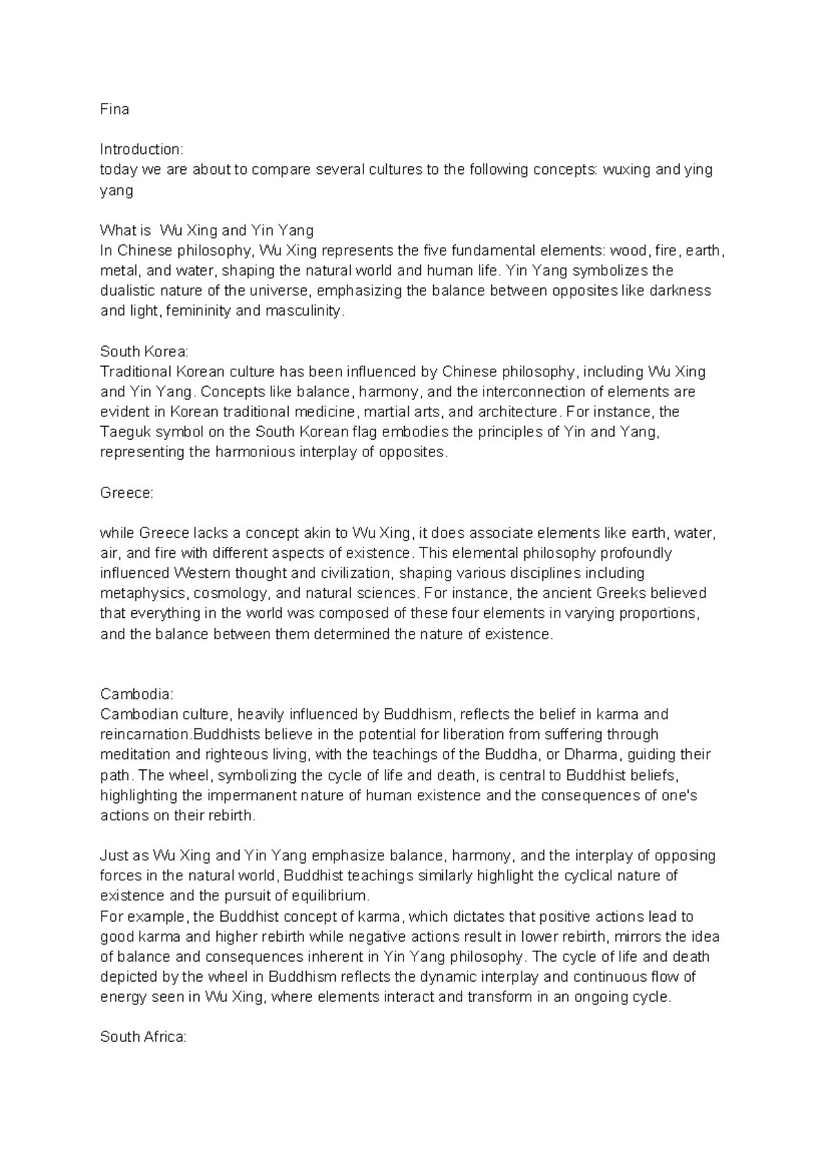 Final Chinese Thinking - Fina Introduction: today we are about to ...