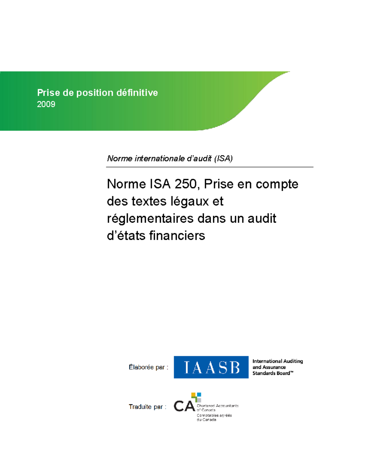 NCA 250 - NORME NCA - IFAC Board Norme internationale d’audit (ISA ...
