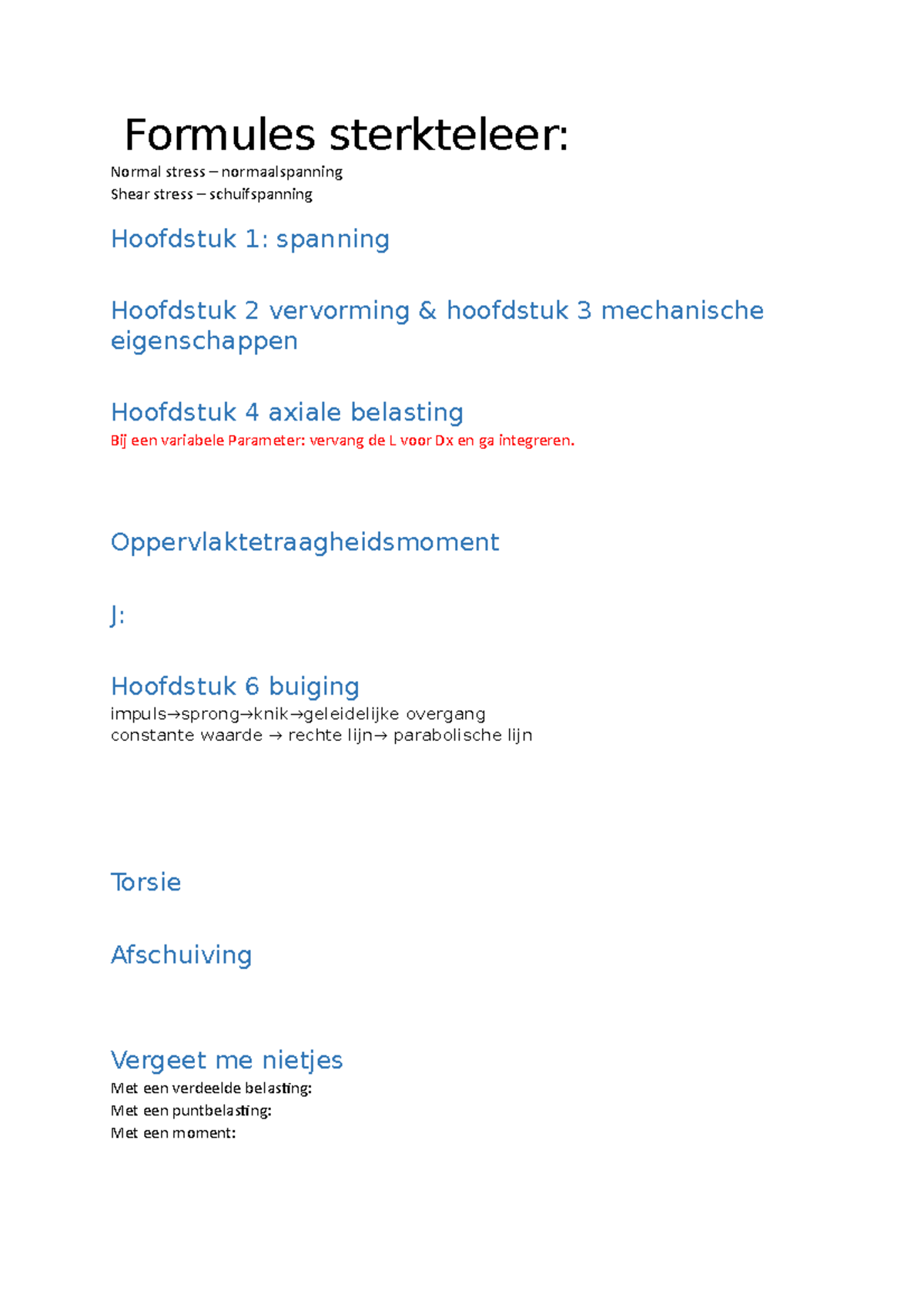 Formules sterkteleer - Formules sterkteleer: Normal stress ...