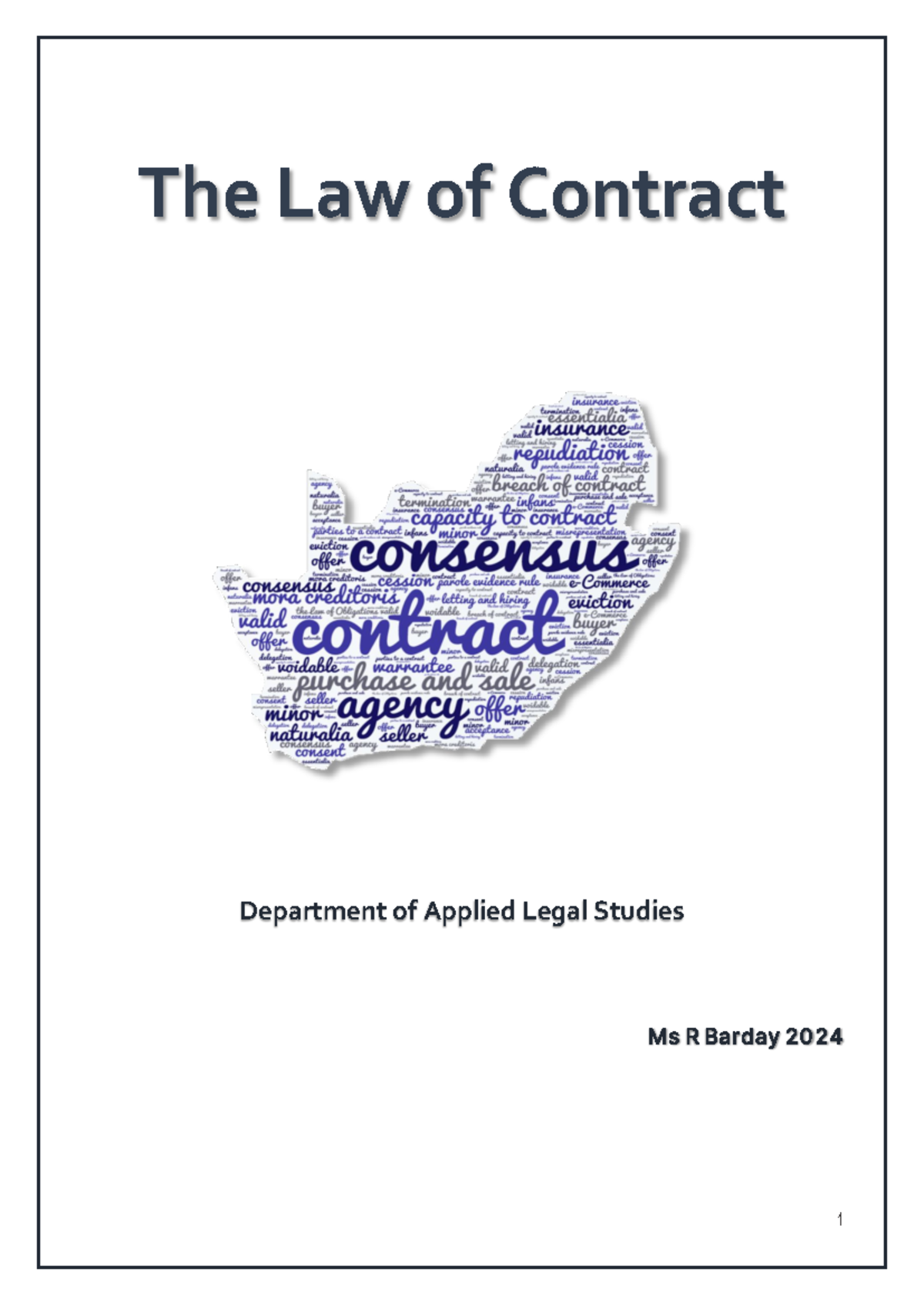 Unit 8 - The Contract of Sale - 2024 - The Law of Contract Department ...