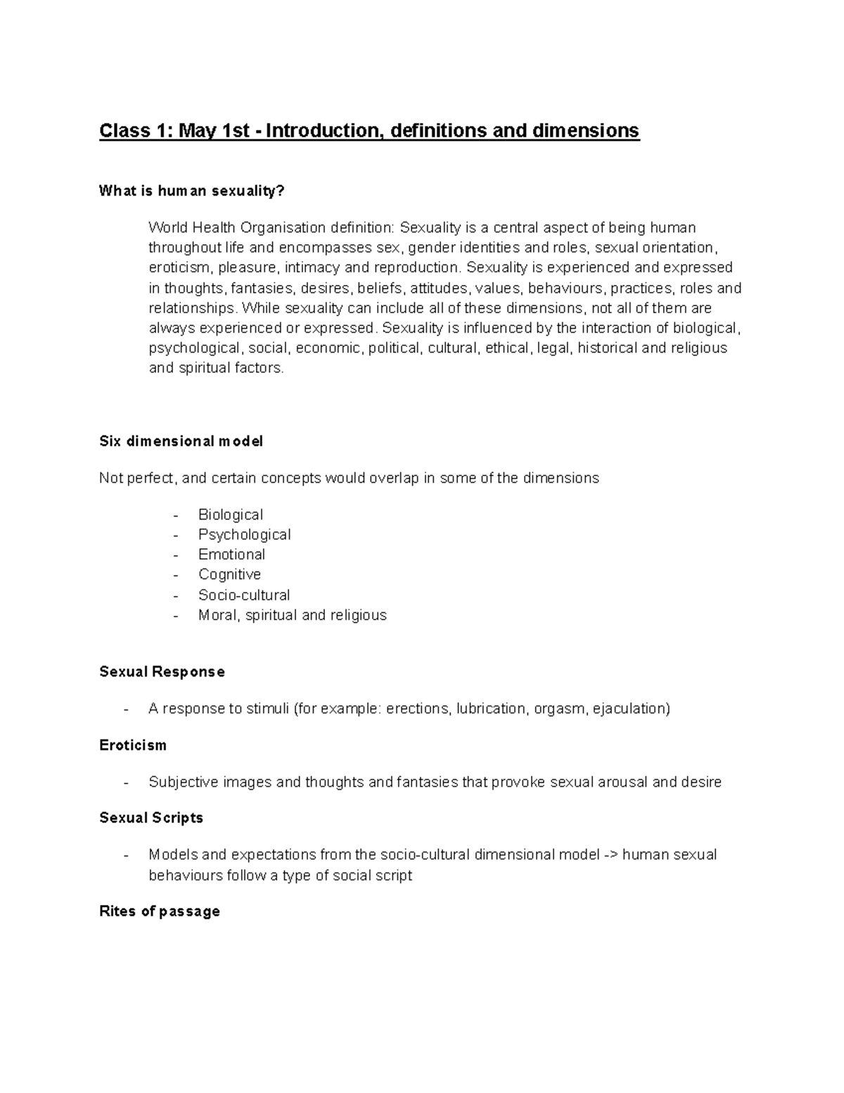 Class 1 May 1st - Introduction, definitions and dimensions - Class 1 ...