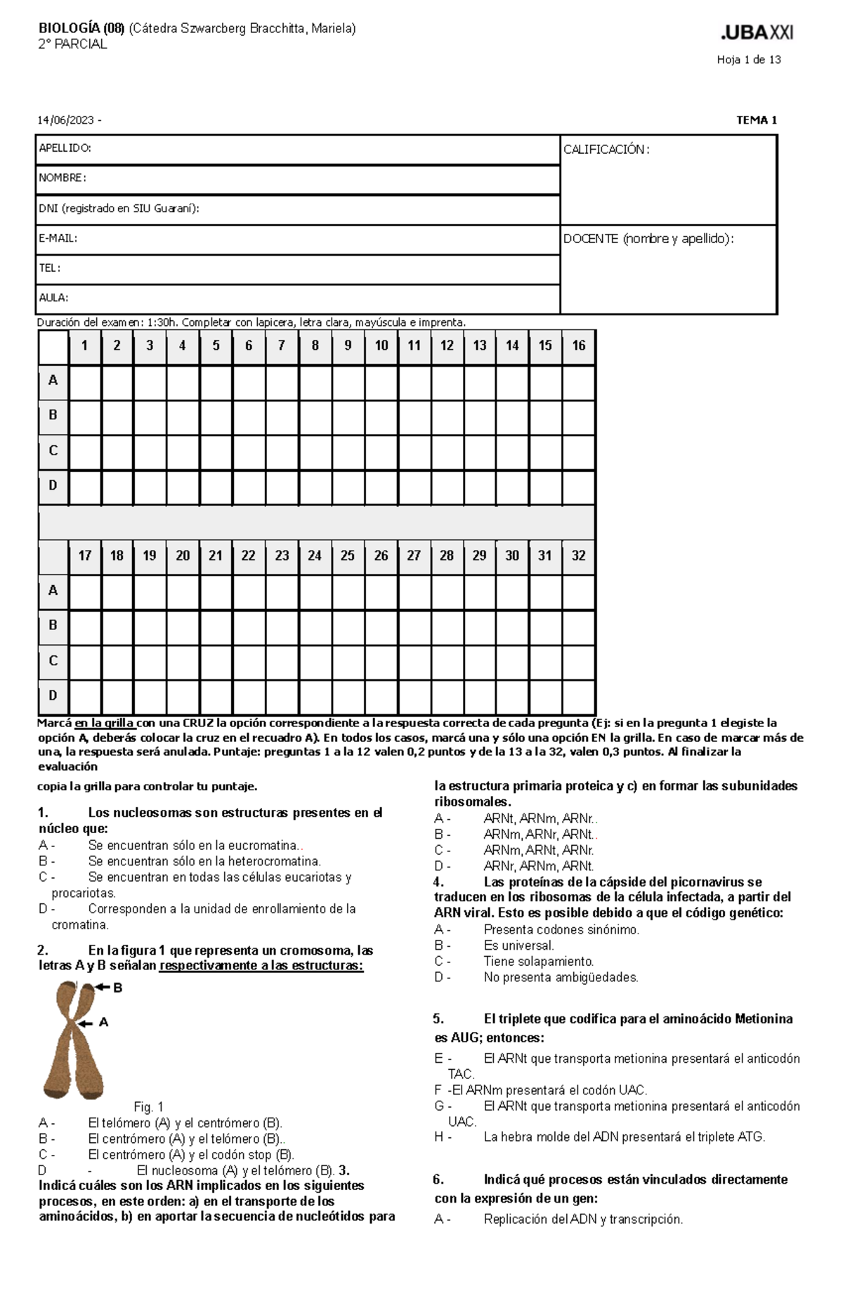 T1 2P1C 2023 en blanco y con claves - 2° PARCIAL Hoja 1 de 13 14/06 ...