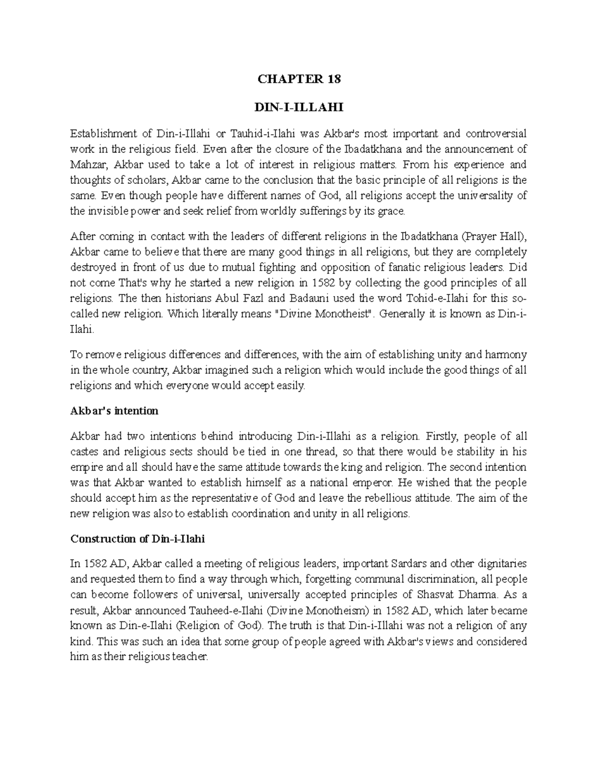 Chapter 18 Spread of DIN I Illahi - CHAPTER 18 DIN-I-ILLAHI ...