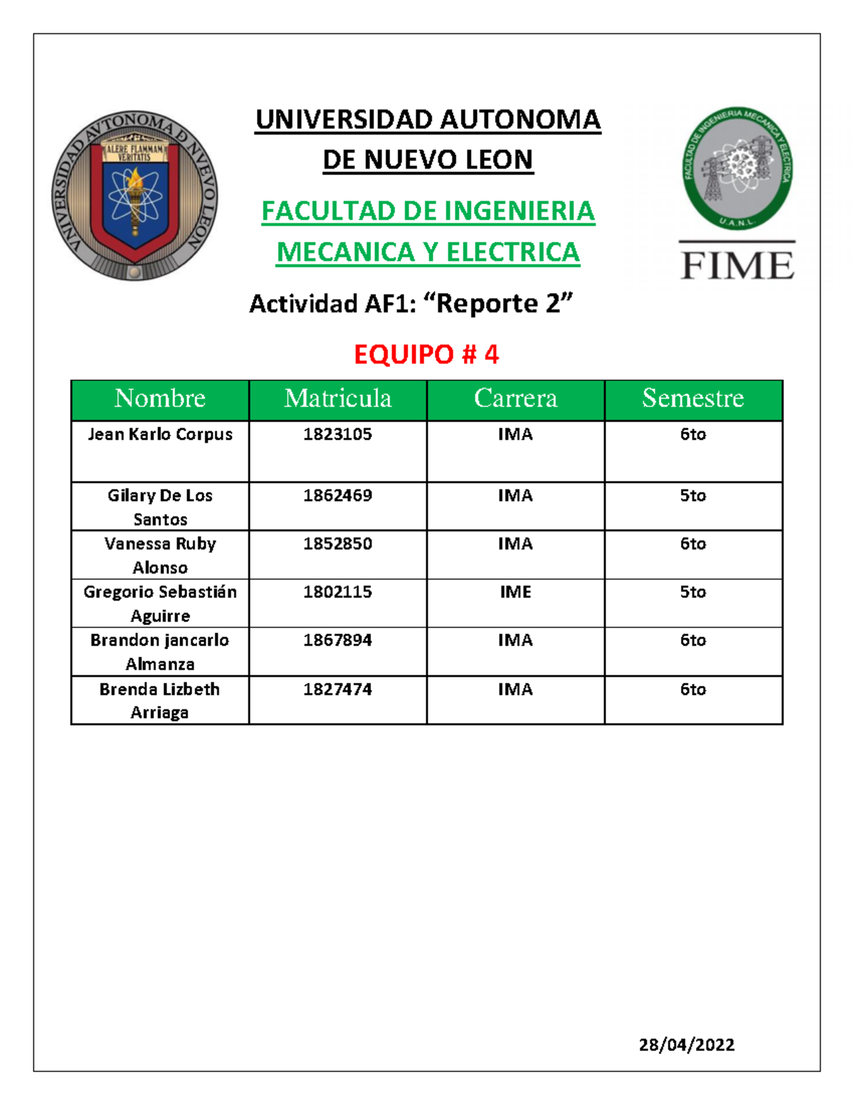 Reporte No.2 LAB. DE Potencia Fluida - UNIVERSIDAD AUTONOMA DE NUEVO LEON FACULTAD DE INGENIERIA ...