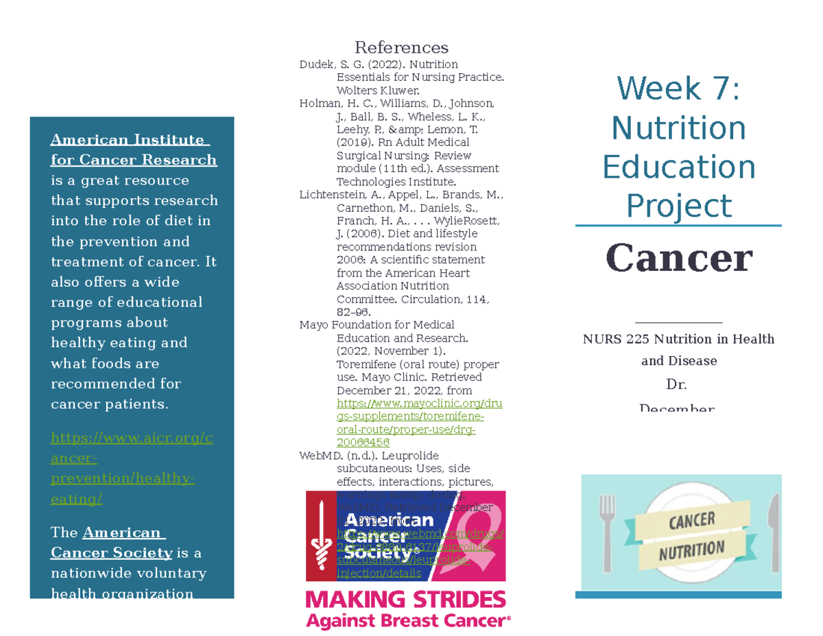 Nutrition brochure - American Institute for Cancer Research is a great ...