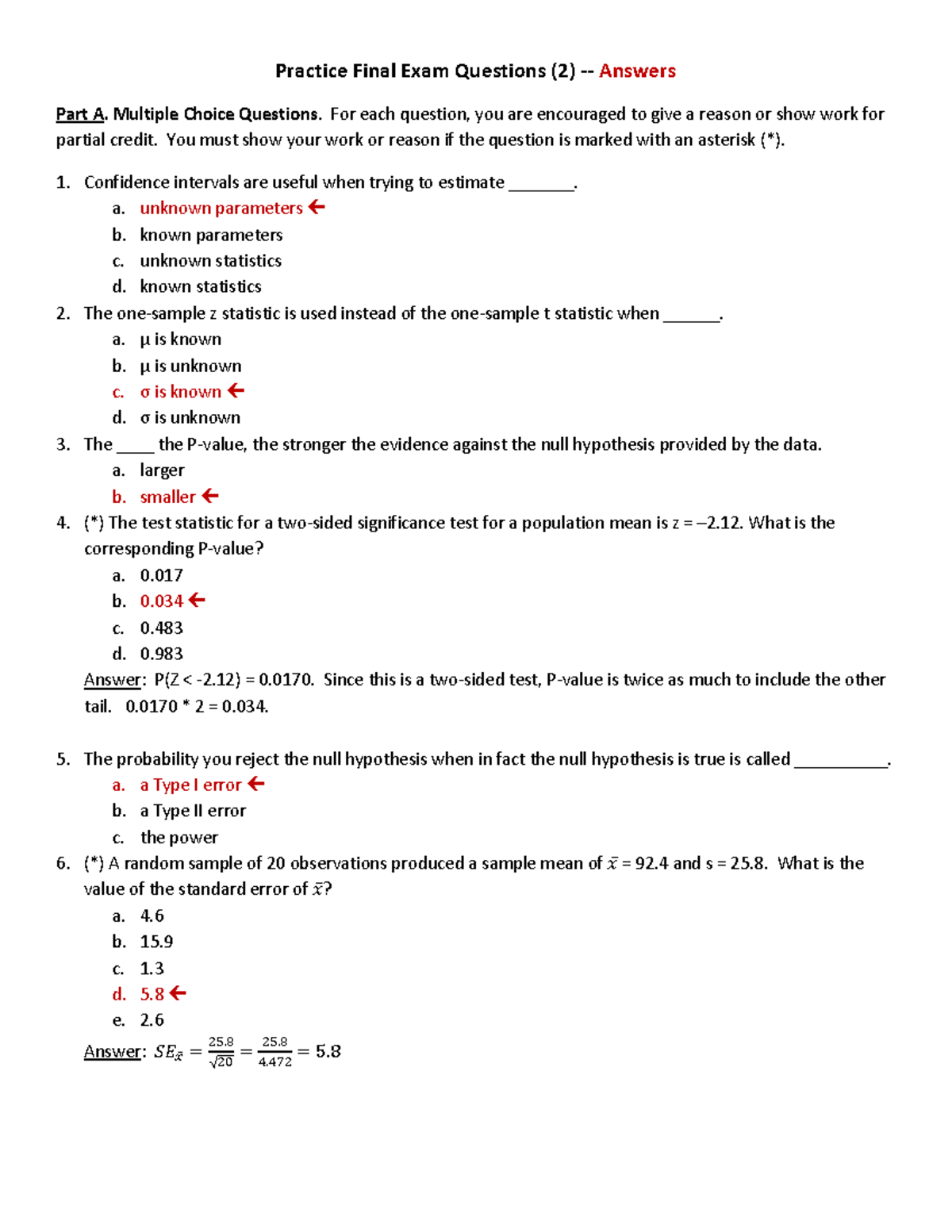 Practice Final Exam Questions 2 2019 fall answer - Practice Final Exam ...