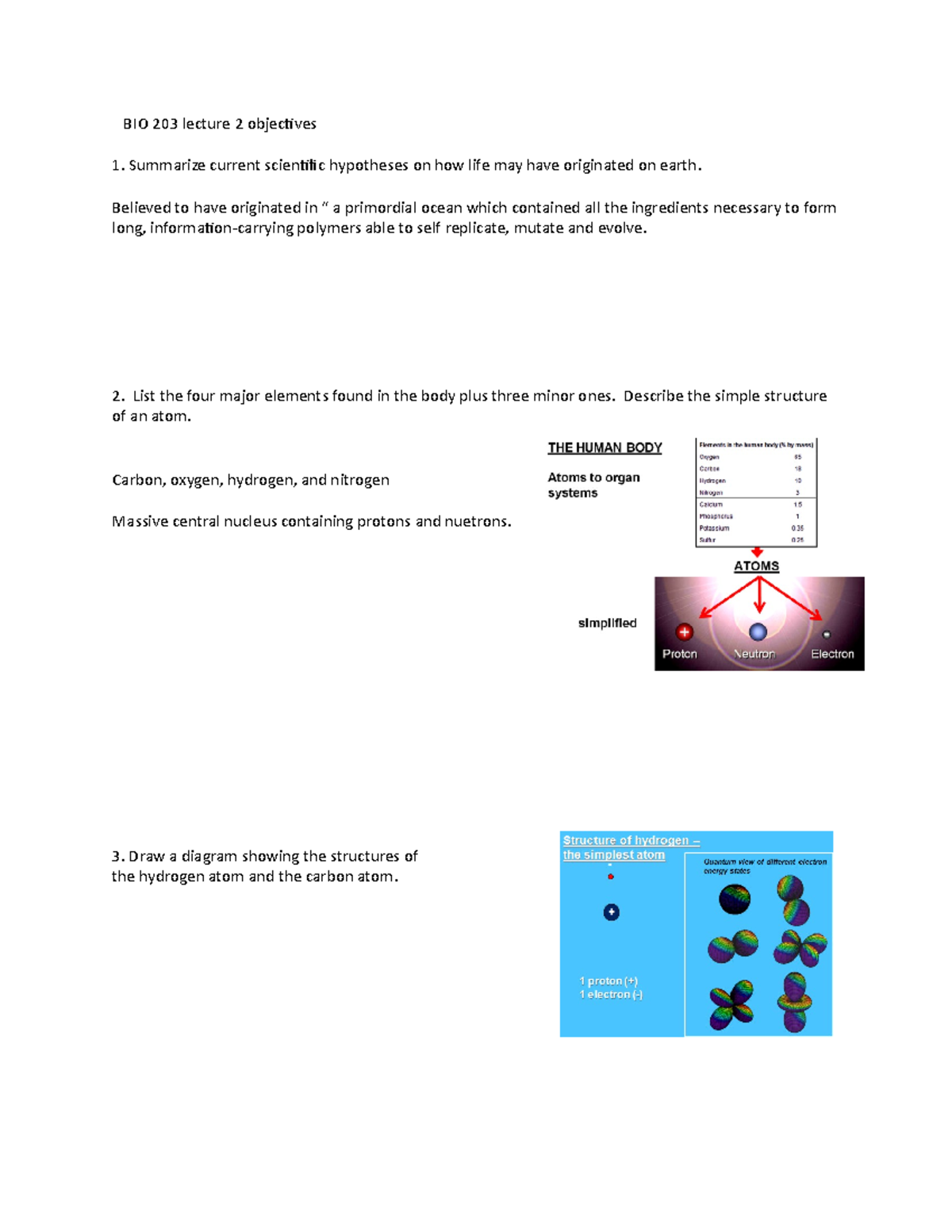 Lecture 2 Objectives Bio 203 Lecture 2 Objectives Summarize Current