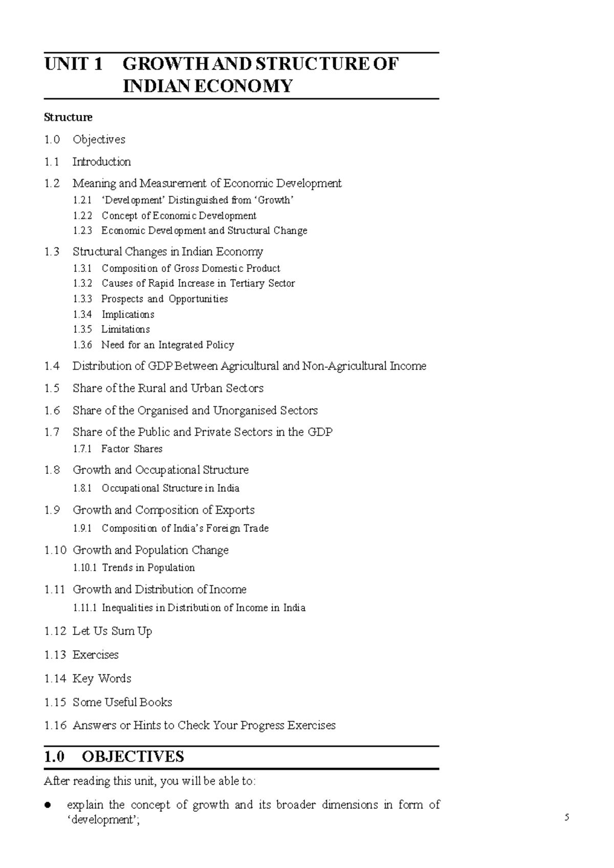 Unit-1 - Useful - 5 UNIT 1 GROWTH AND STRUCTURE OF INDIAN ECONOMY ...