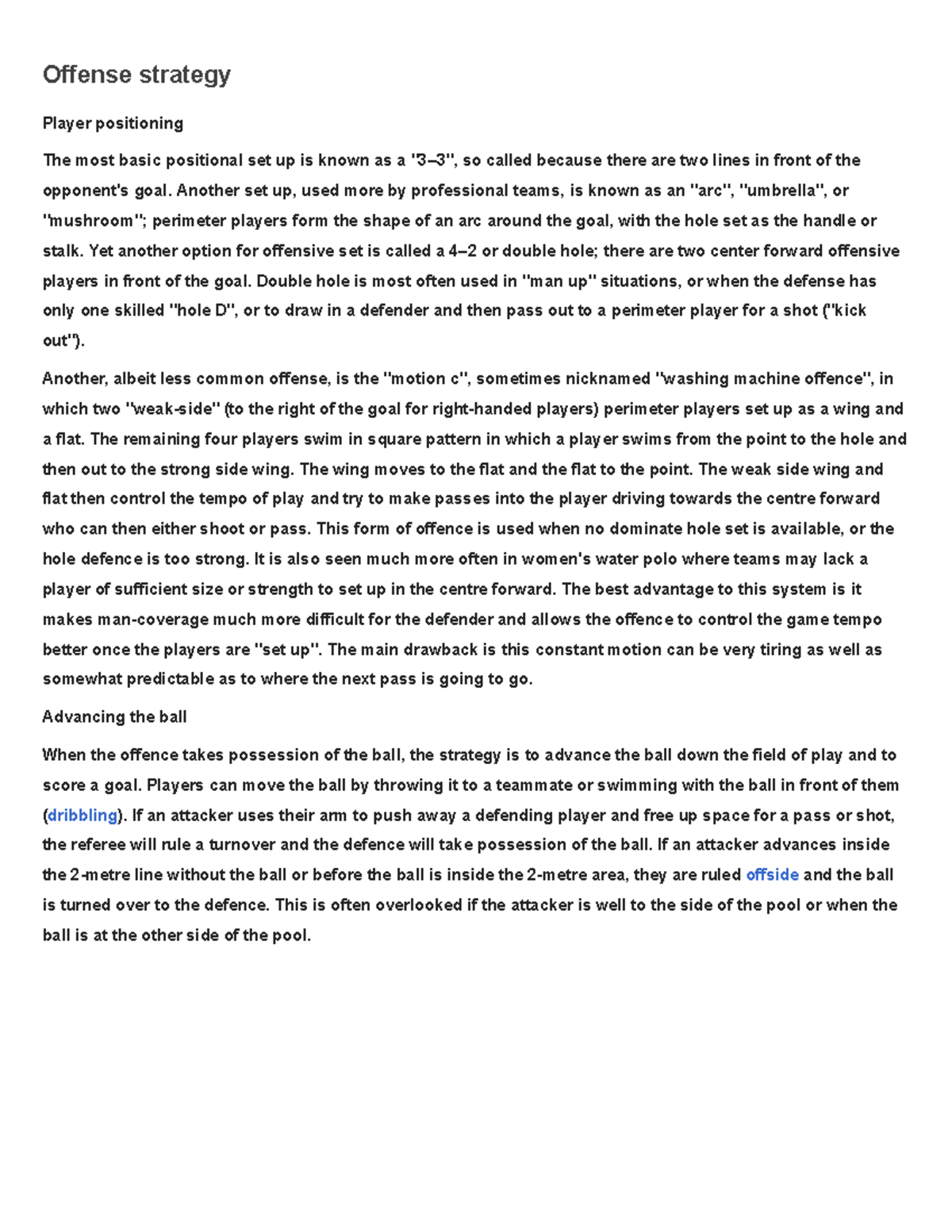 Earth - essay - Offense strategy Player positioning The most basic ...