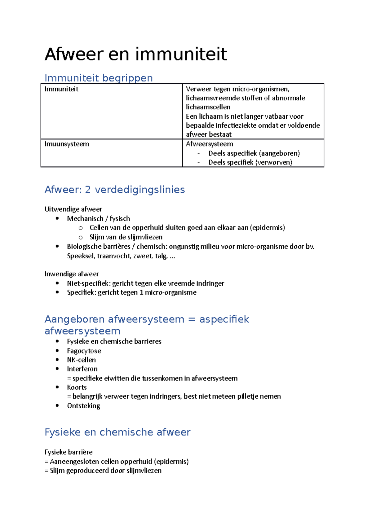 Afweer en immuniteit - Samenvatting Anatomie - Afweer en immuniteit ...