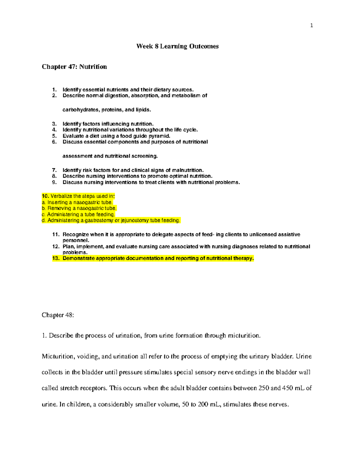 Week 8 Objectives - Warning: TT: undefined function: 32 Week 8 Learning Outcomes Chapter 47 ...
