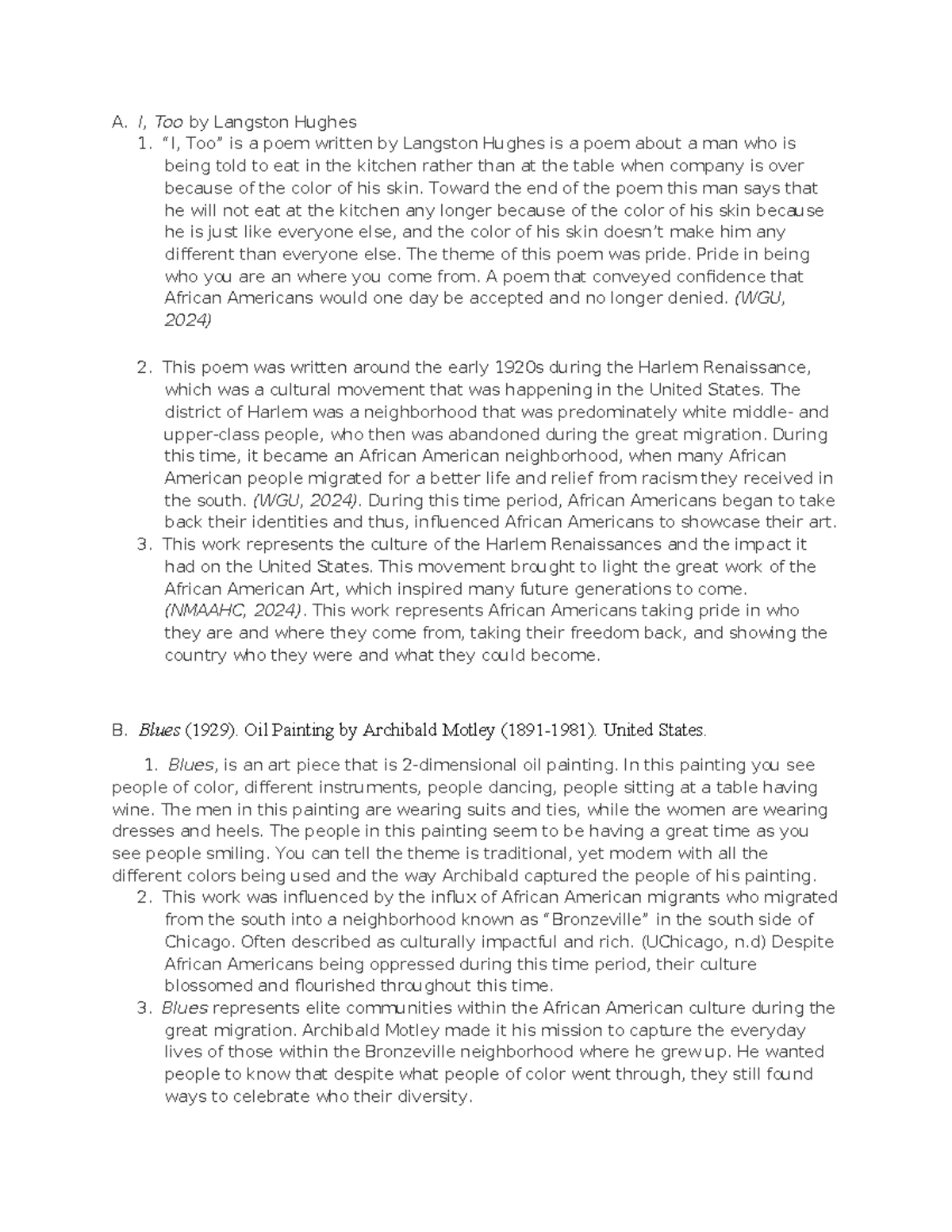 D198 TASK 1: ANALYZING DIVERSE VOICES AND CULTURAL INTERACTIONS - A. I ...
