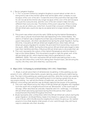 UJM2 Task 1 List A - task 1 assignment - UJM2 Task 1 List of Works A Global Arts and Humanities ...