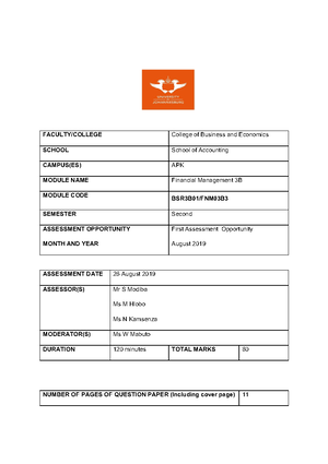 June Assessment Opportunity Required Final - FMA300 - UJ - Studocu