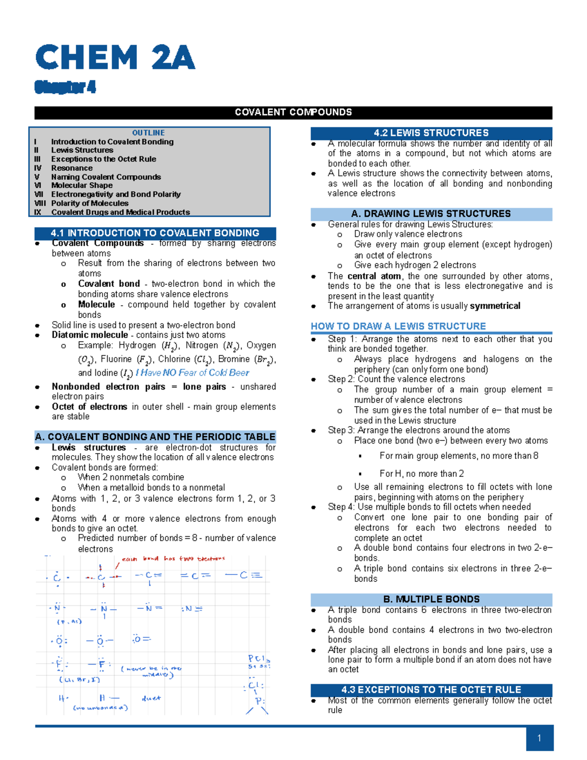 Covalent Compounds CHEM CH4 - CHEM 2A Chapter 4 COVALENT COMPOUNDS ...