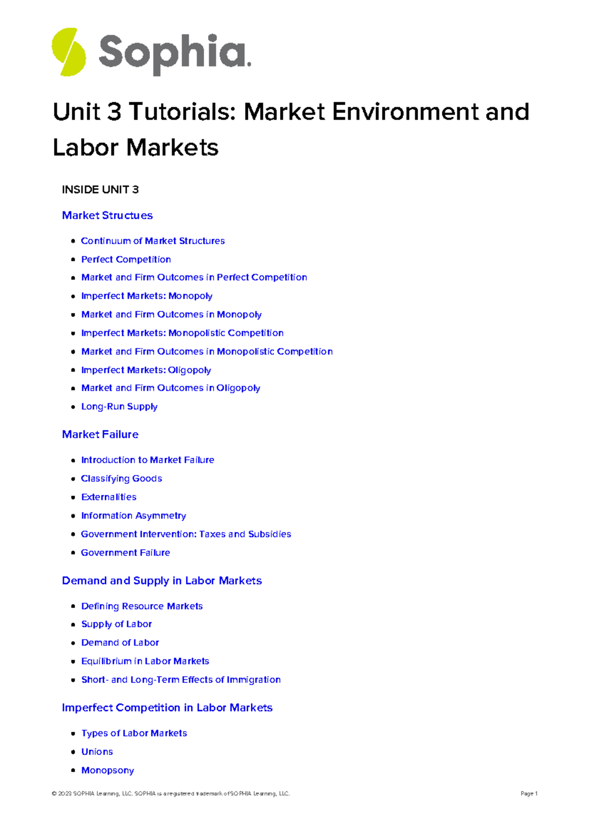 Unit 3 tutorials market environment and labor markets - Unit 3 ...