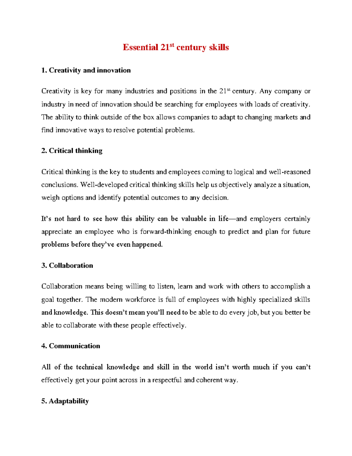UNIT 1. Lesson 1 - sfvdfthjkl - Essential 21 st century skills ...