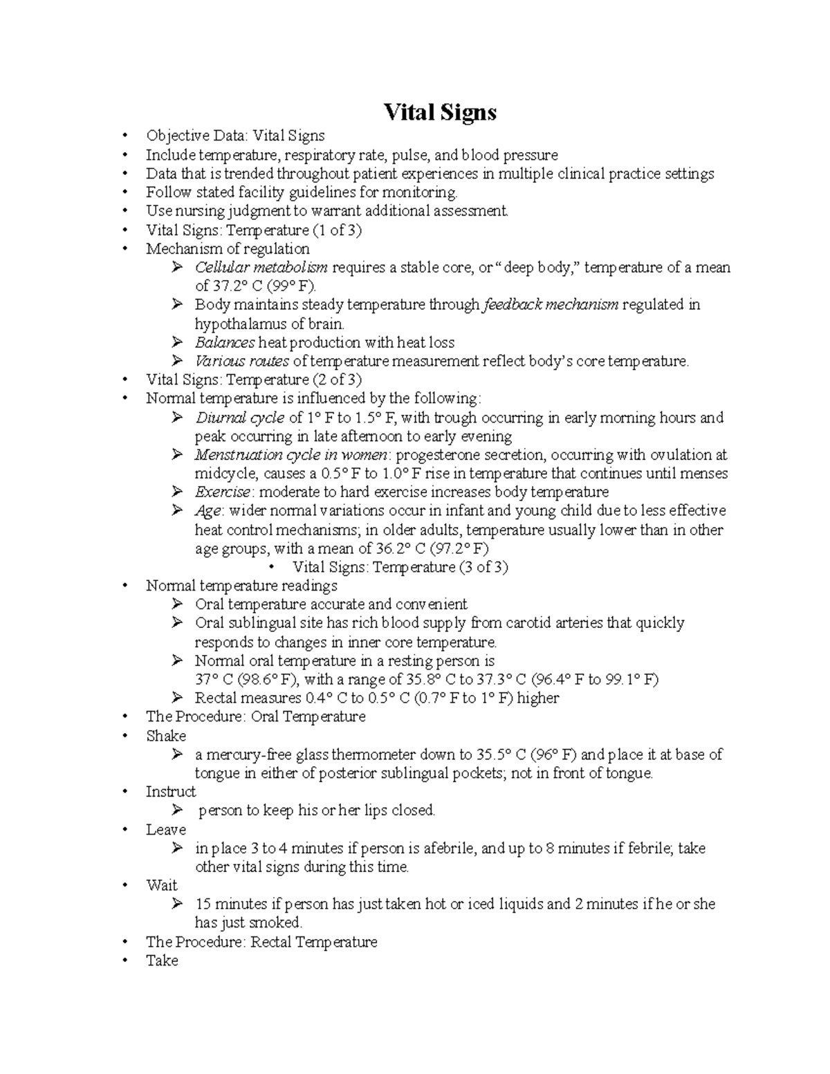 Vital Signs - Vital Signs Objective Data: Vital Signs Include ...