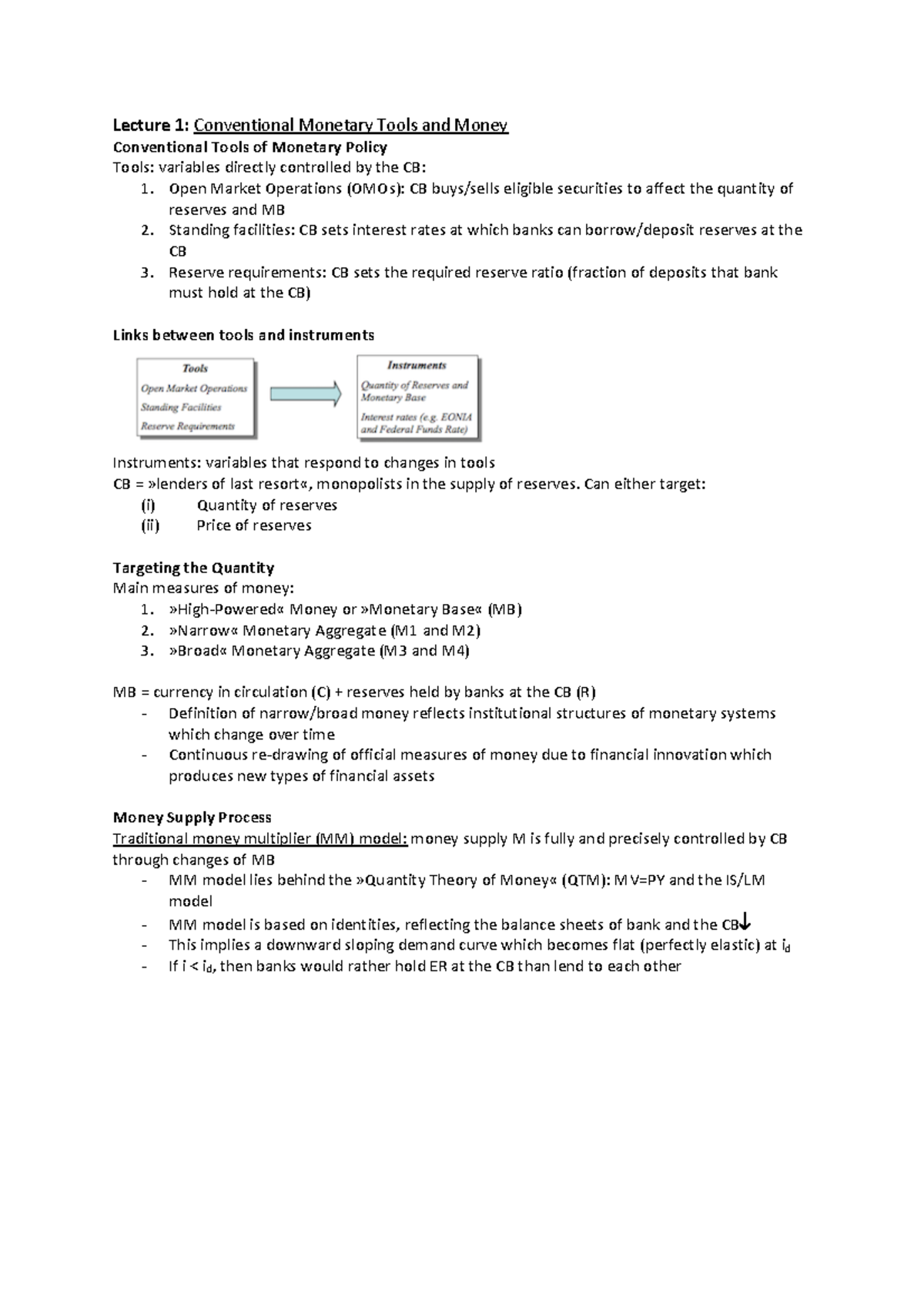 Mfp Lecture 1 Warning Tt Undefined Function 32 Lecture 1 Conventional Monetary Tools And