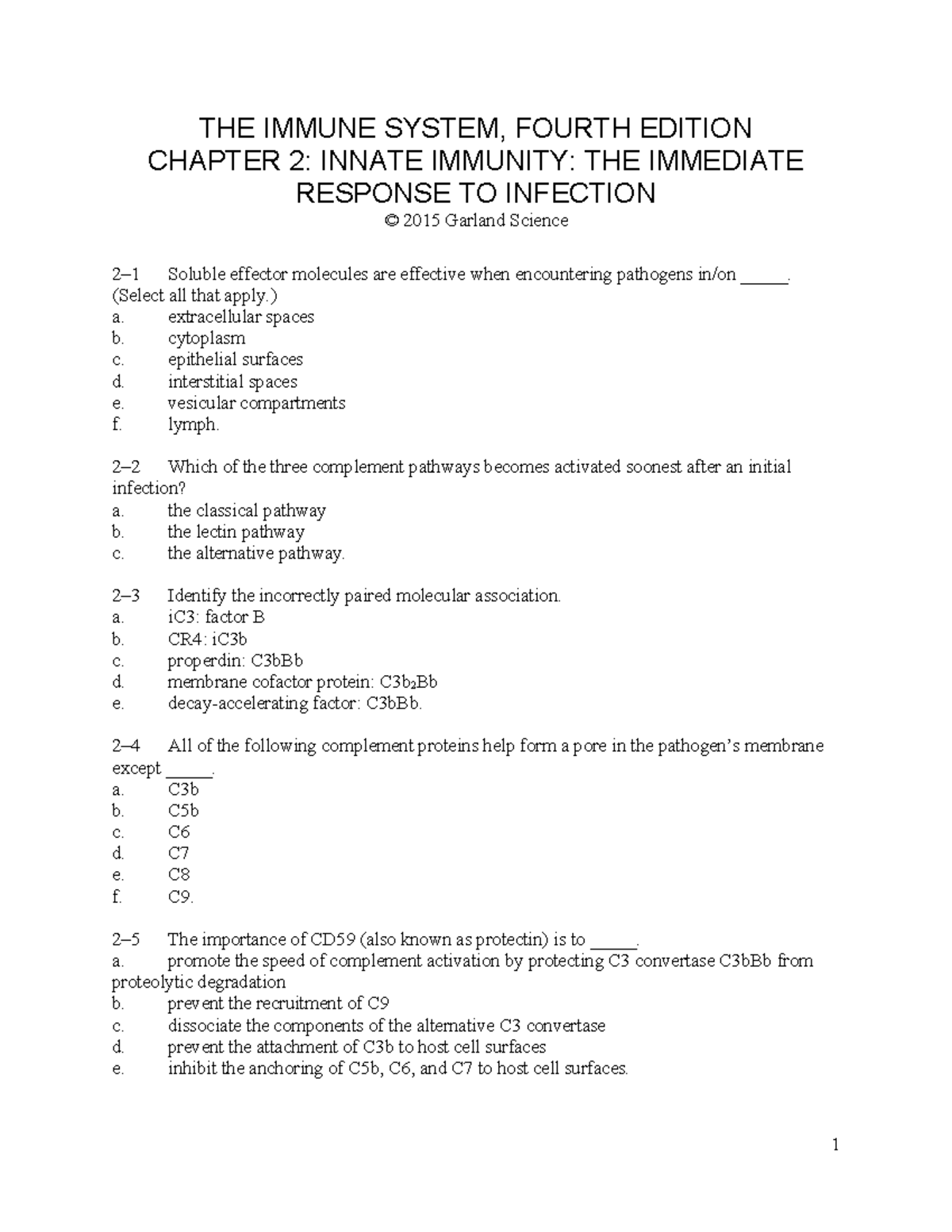 C02 - THE IMMUNE SYSTEM, FOURTH EDITION CHAPTER 2: INNATE IMMUNITY: THE ...