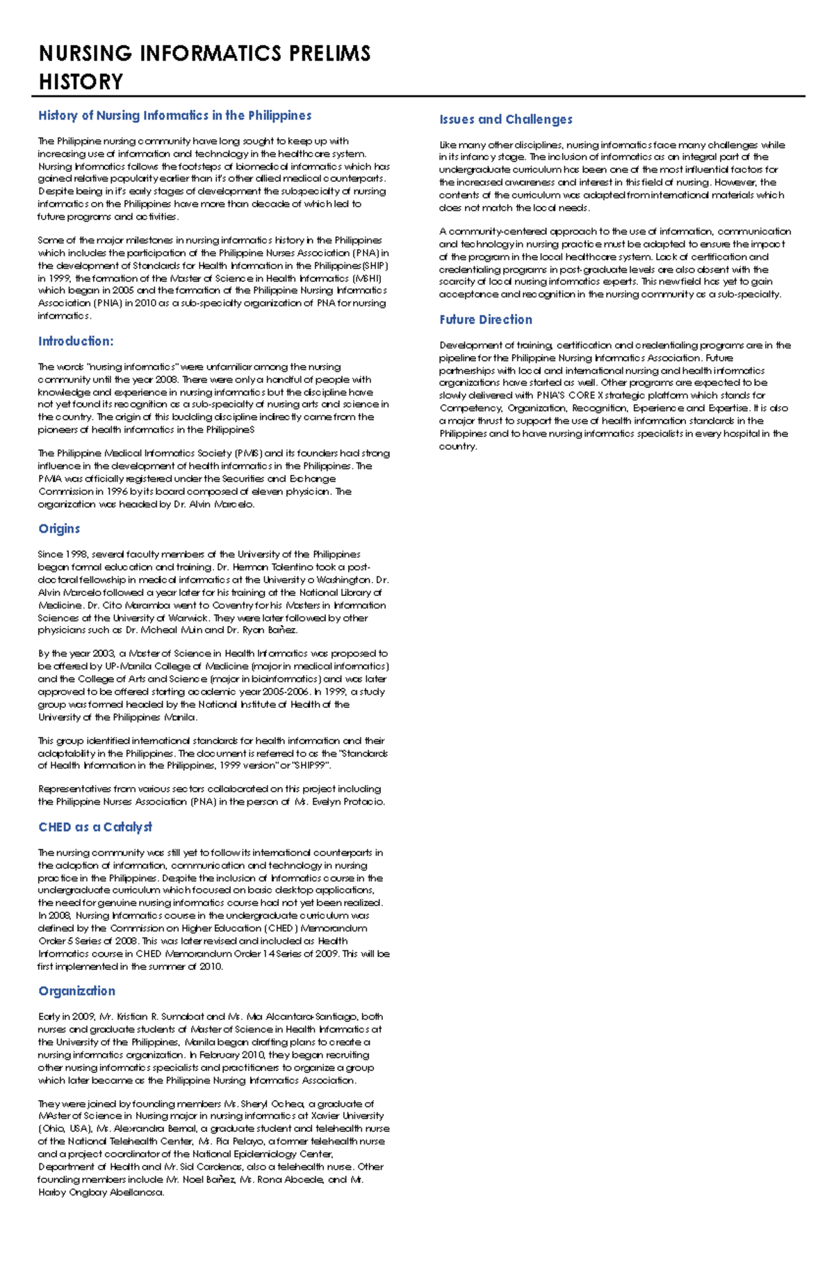 Nursing- Informatics- History - NURSING INFORMATICS PRELIMS HISTORY ...
