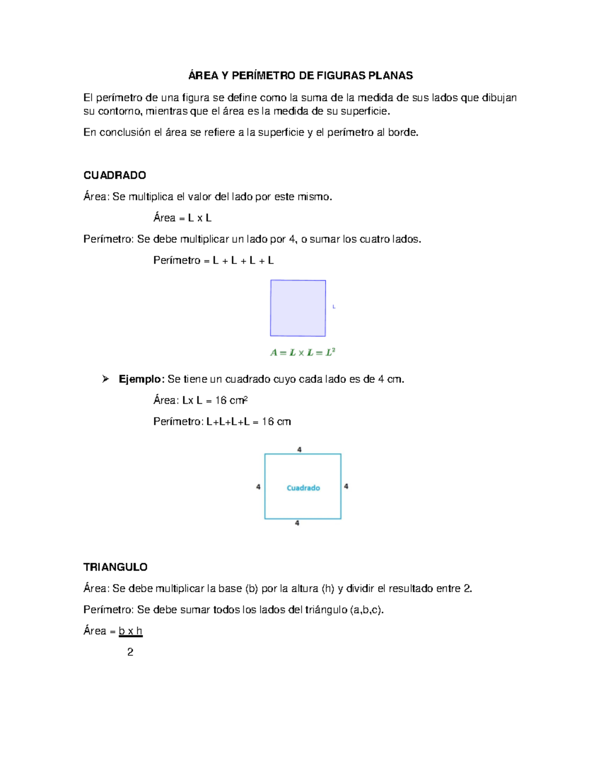 ÁREA Y Perímetro DE Figuras Planas - ÁREA Y PERÍMETRO DE FIGURAS PLANAS ...