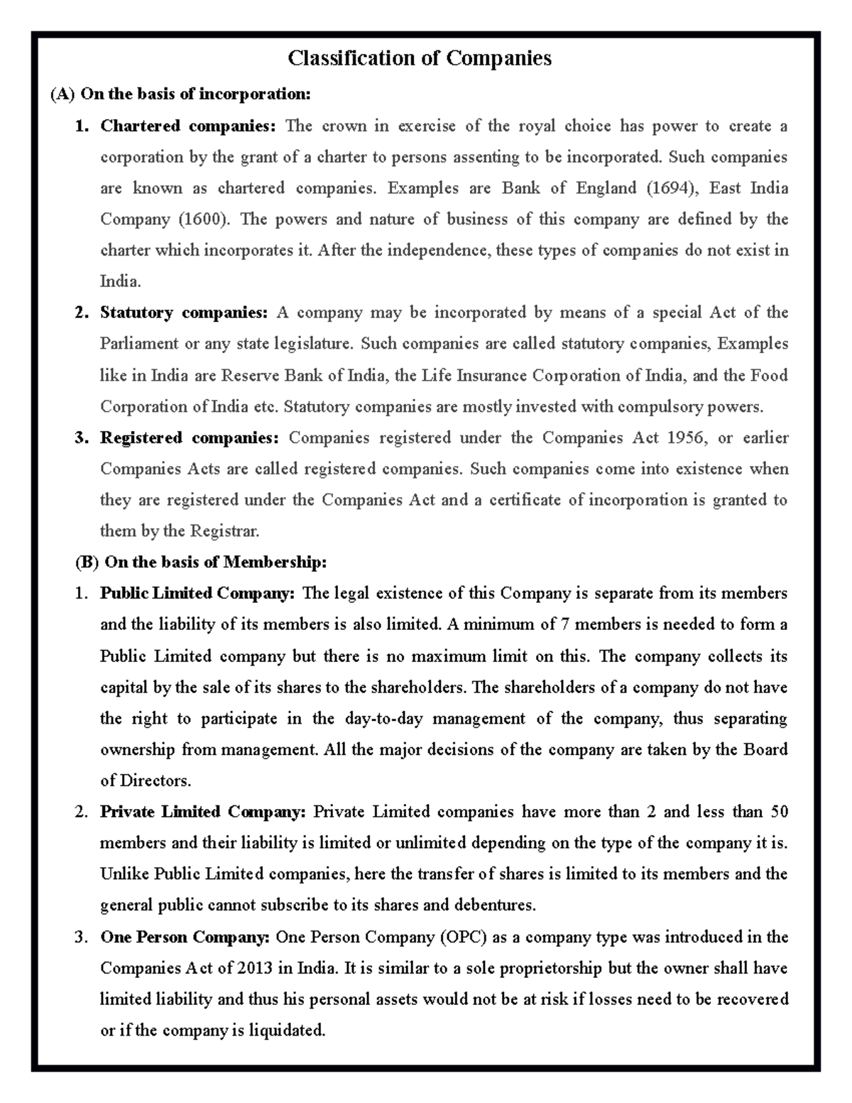 $R2JVOV8 - Classification of Companies (A) On the basis of ...