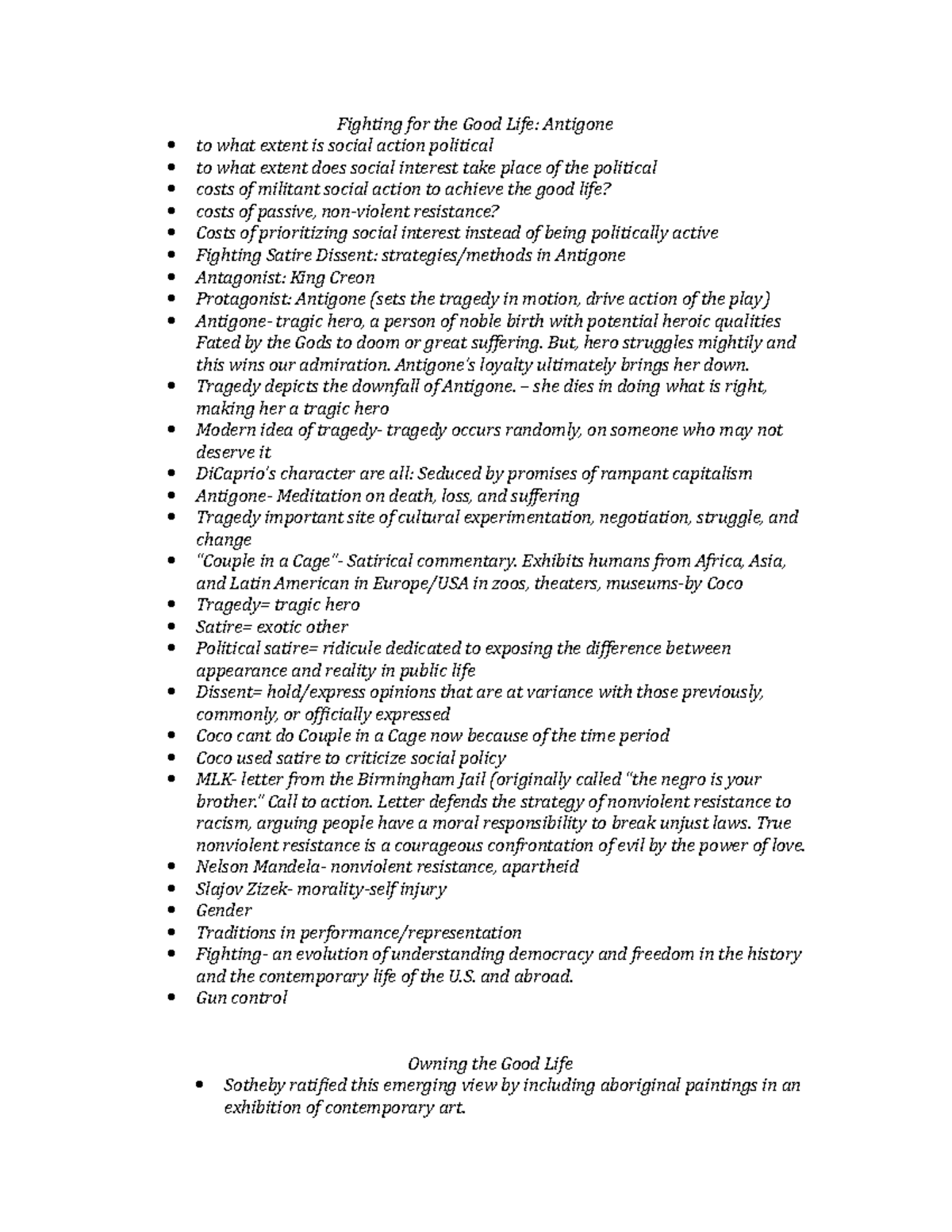 Antigone - Lecture notes 1-5 - Fighting for the Good Life: Antigone to ...