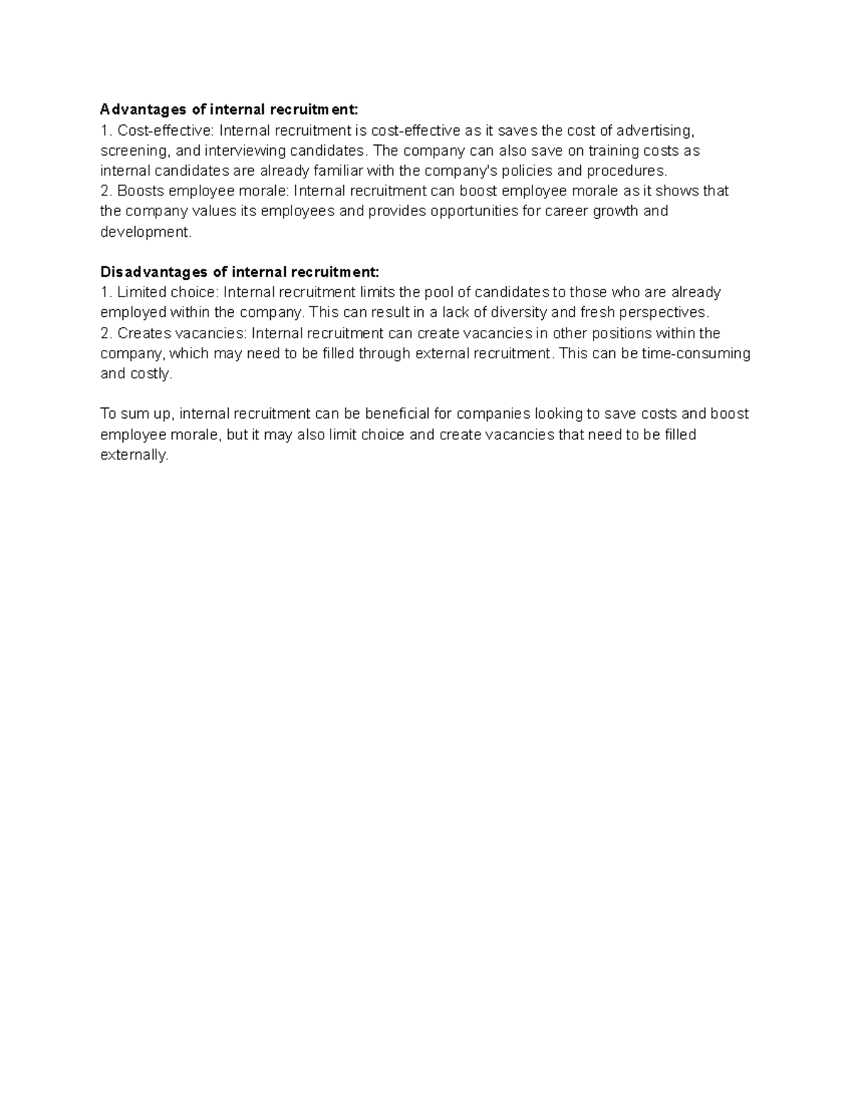 Pad215 - pad - Advantages of internal recruitment: Cost-effective ...