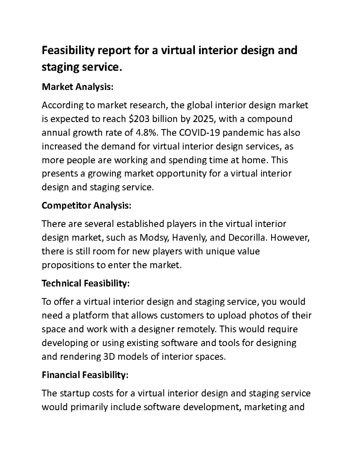 Enterprise - Feasibility report for a virtual interior design and ...