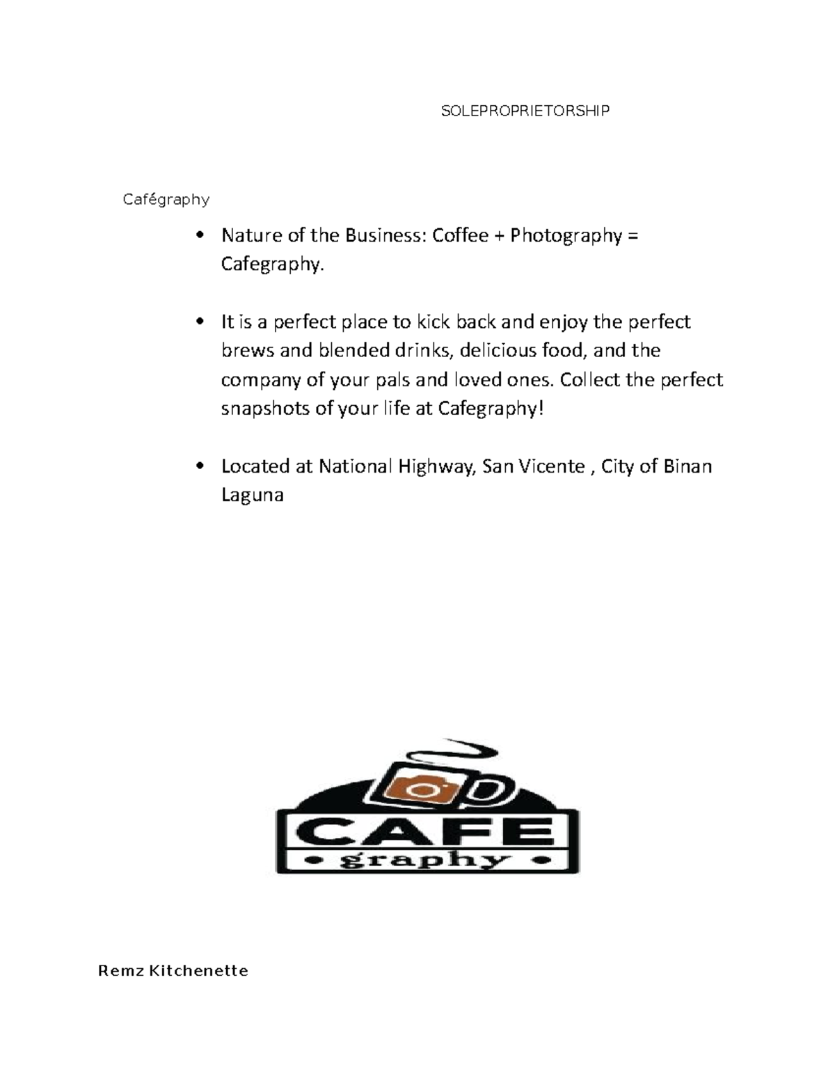 Forms OF Business Organization - SOLEPROPRIETORSHIP Cafégraphy Nature ...