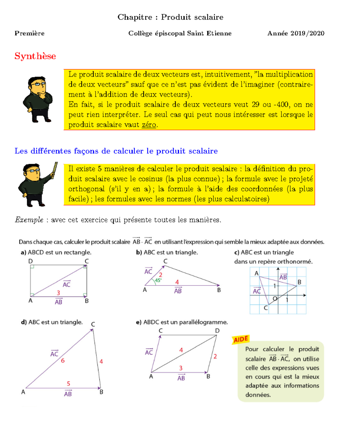1ère-cours synthèse produit scalaire - Chapitre : Produit scalaire ...